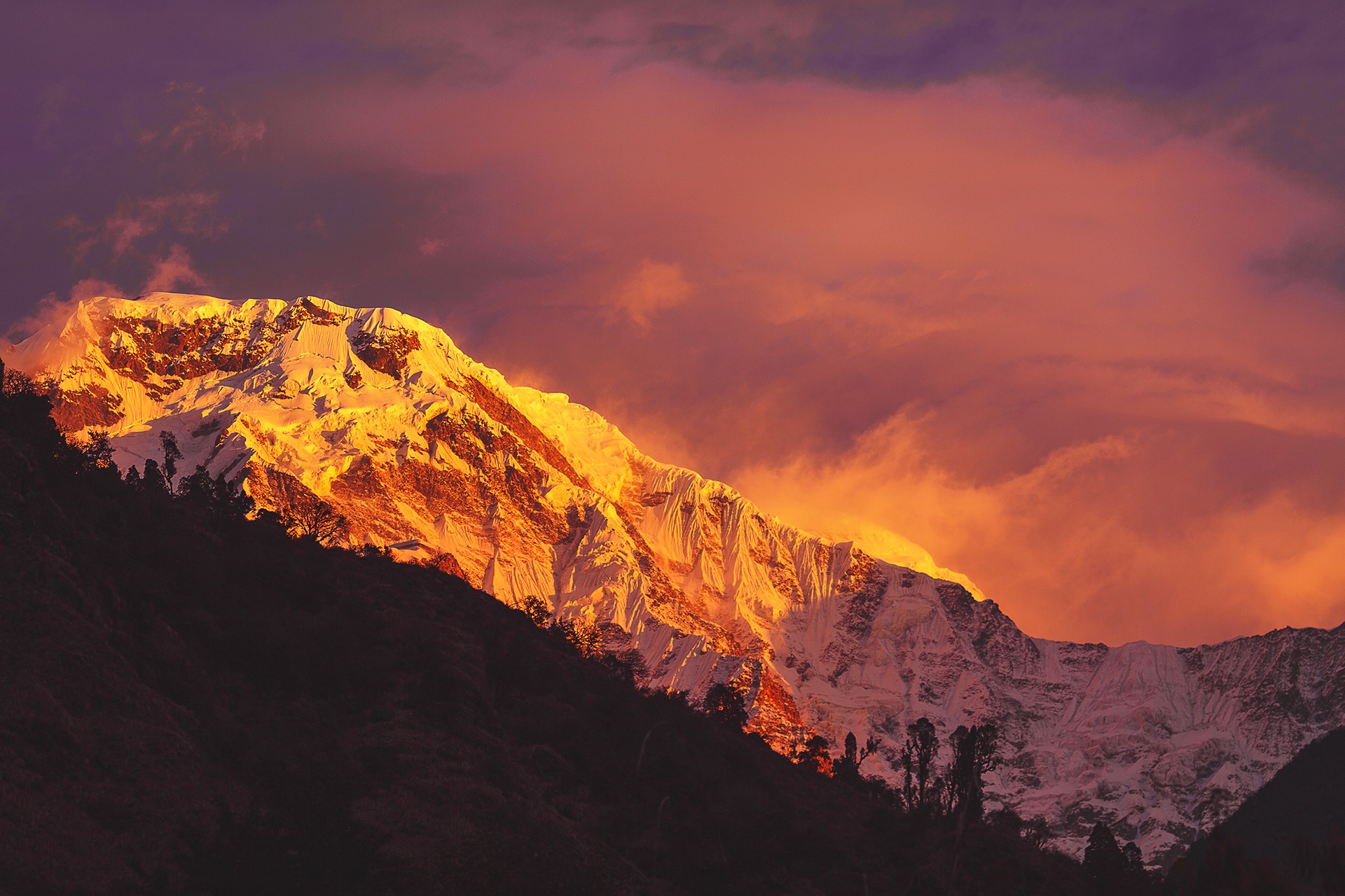 Wallpaper ID: 105669 / mountains, Nepal, sunset, landscape free download