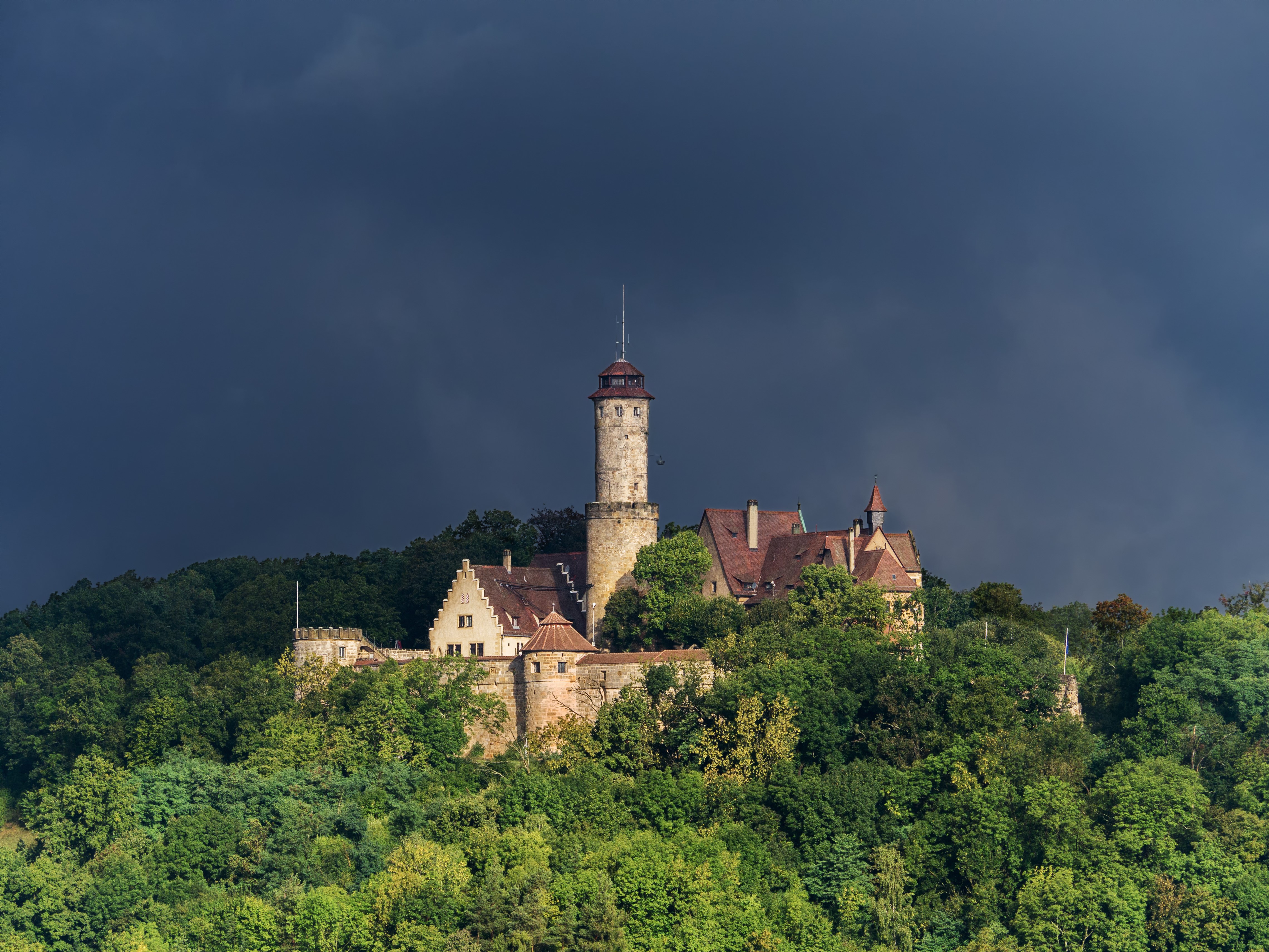 castle, landscape, building, sky HD Wallpaper