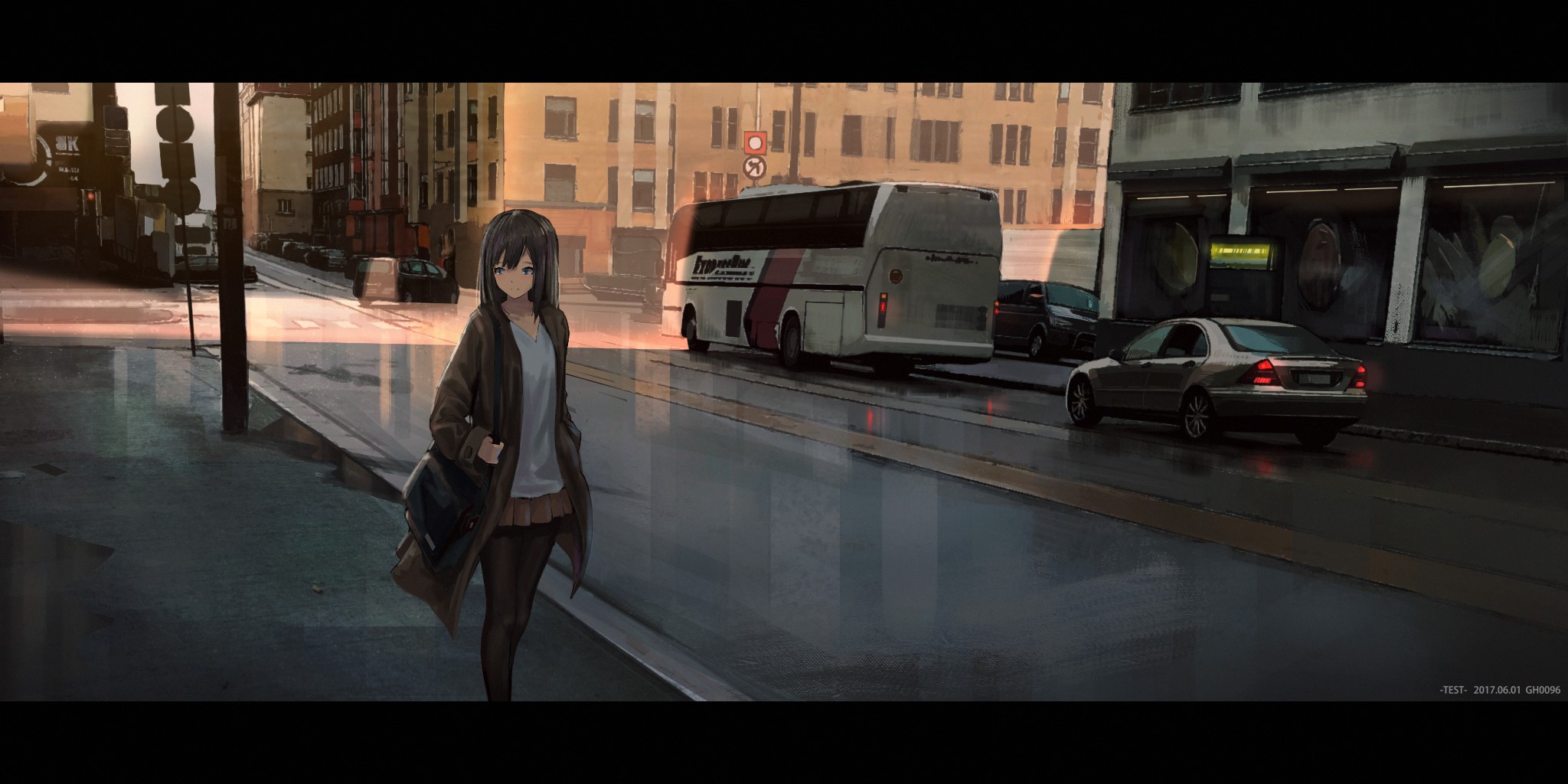Wallpaper ID: 126054 / anime, artwork, buses, vehicle, outdoors, anime ...
