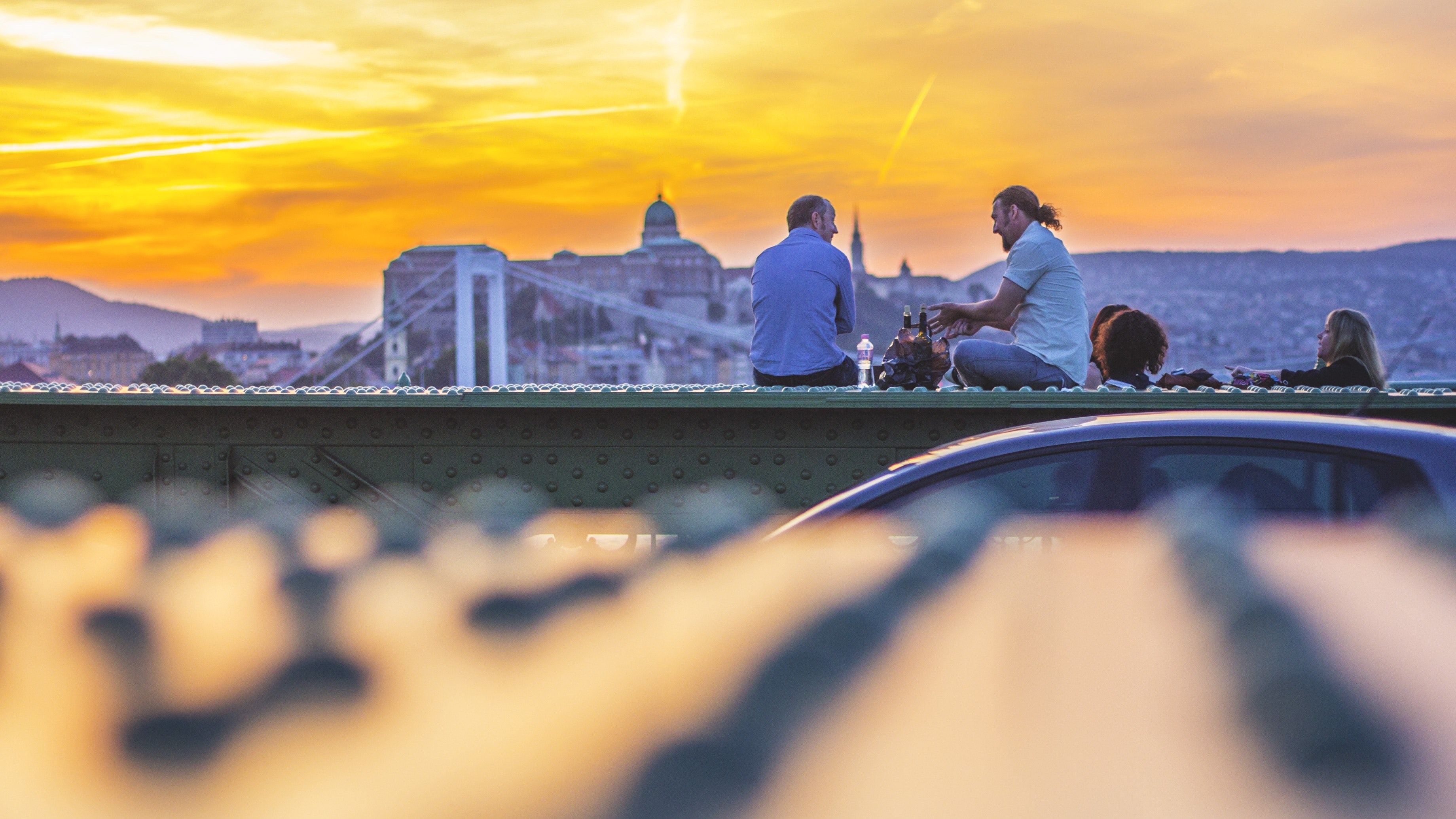 street urban sunset and person 4k HD Wallpaper