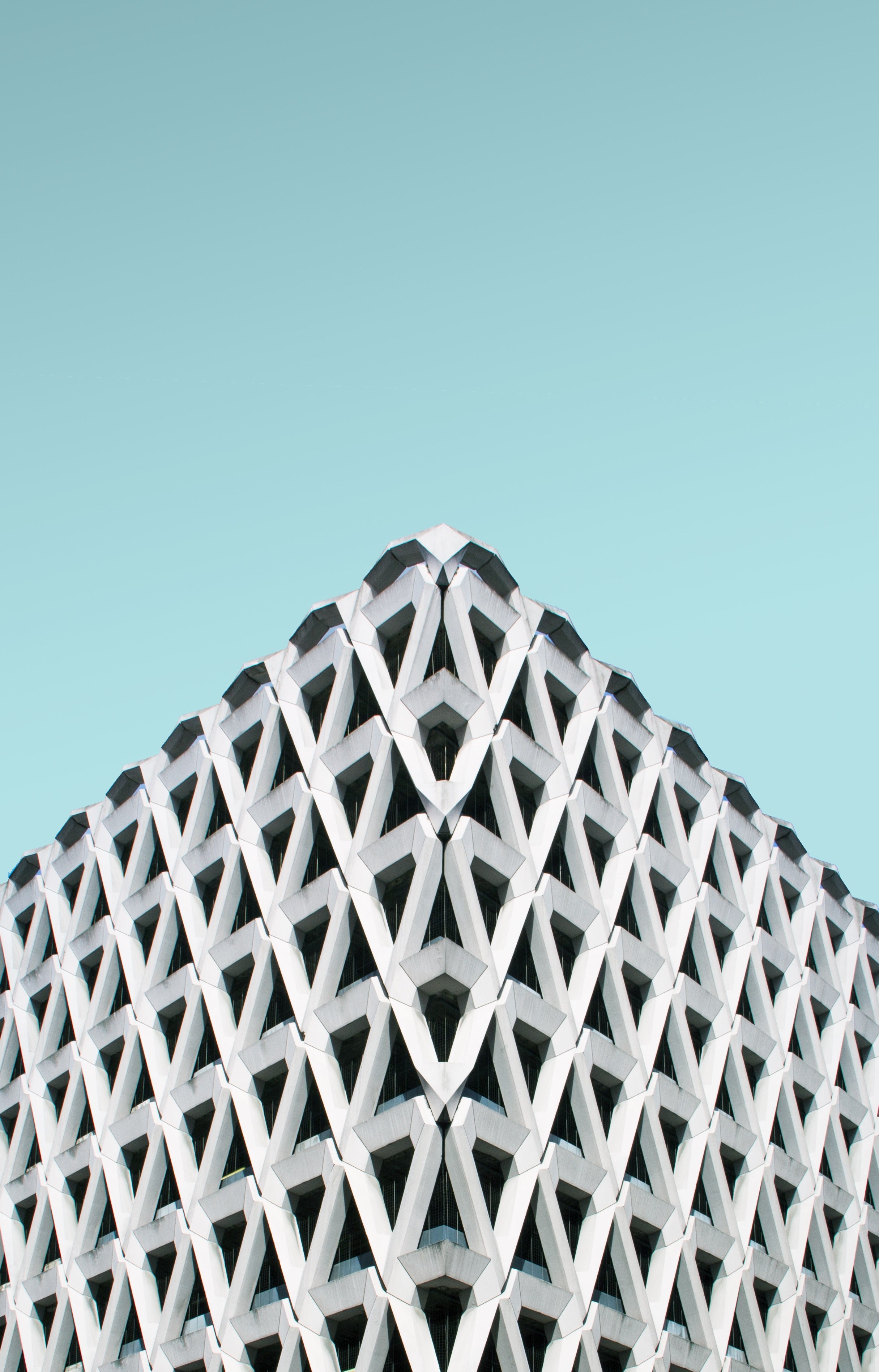 a glass dome with beams arranged in a triangle pattern, triangles in a ...