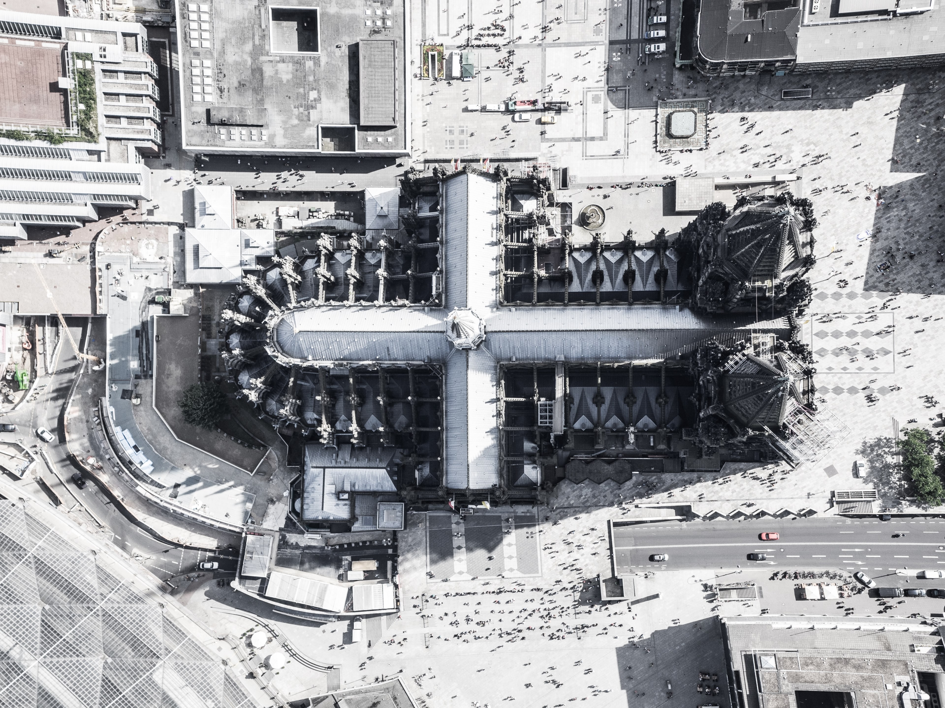 aerial view cathedral architecture and building 4k HD Wallpaper