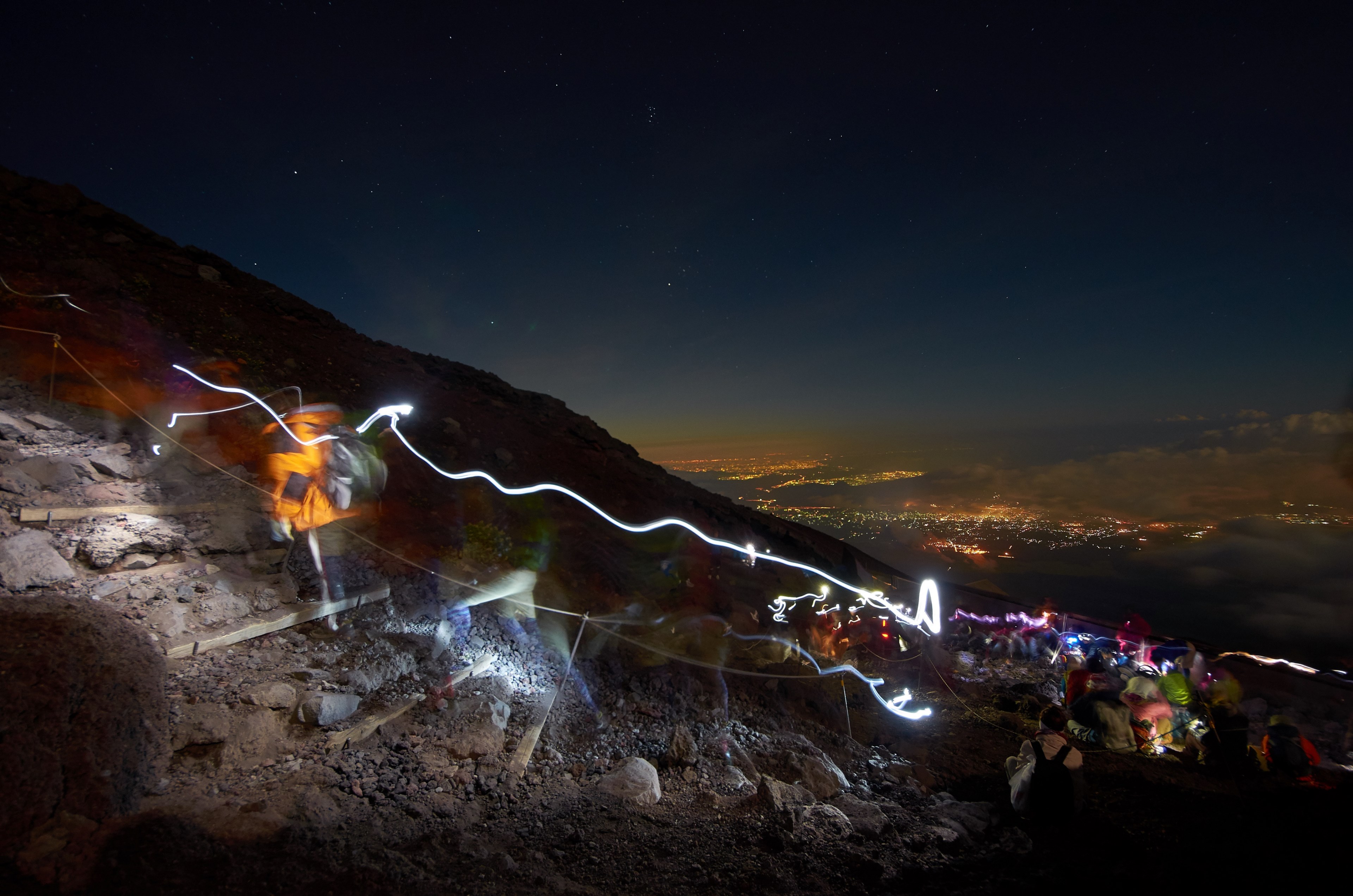 mountain rock cliff and lights 4k HD Wallpaper