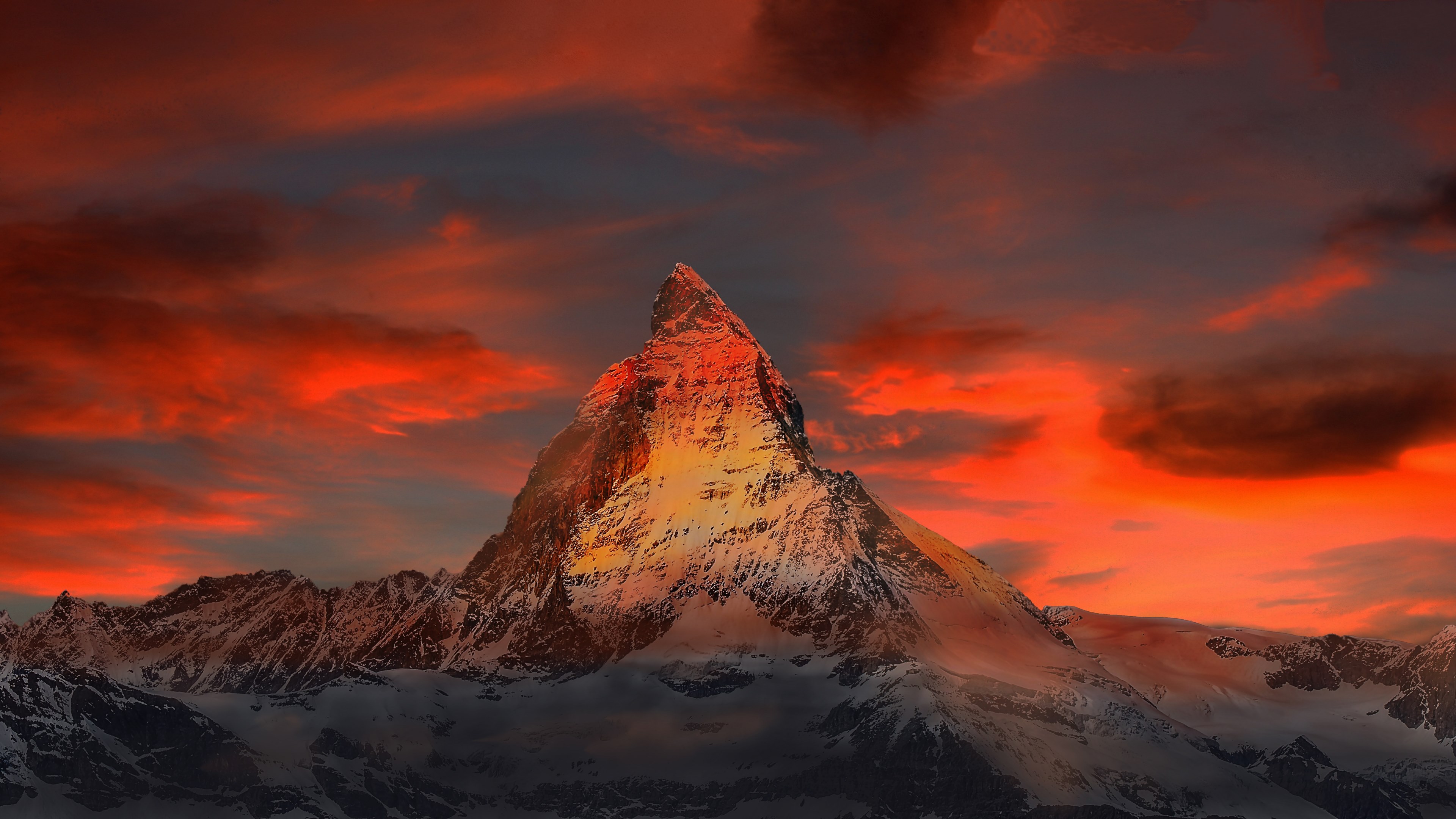 switzerland zermatt mountains snow matterhorn 4k HD Wallpaper