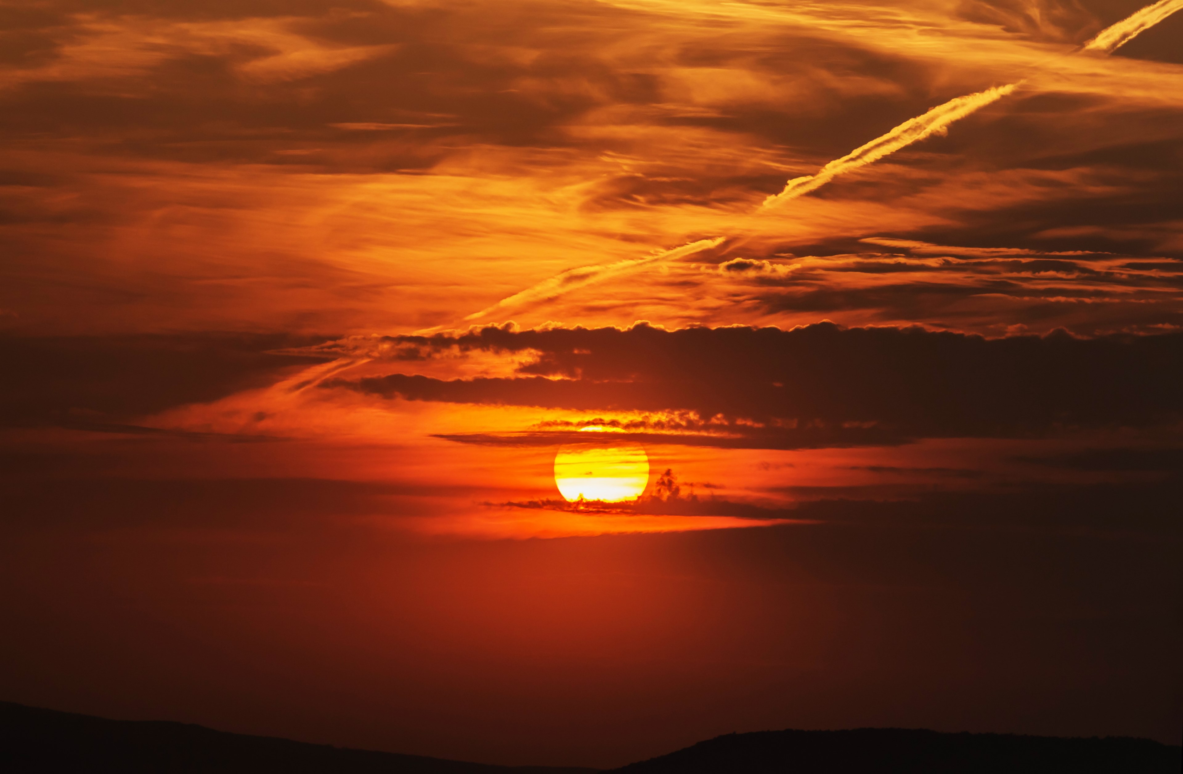 sunset clouds colors sky light red color 4k HD Wallpaper