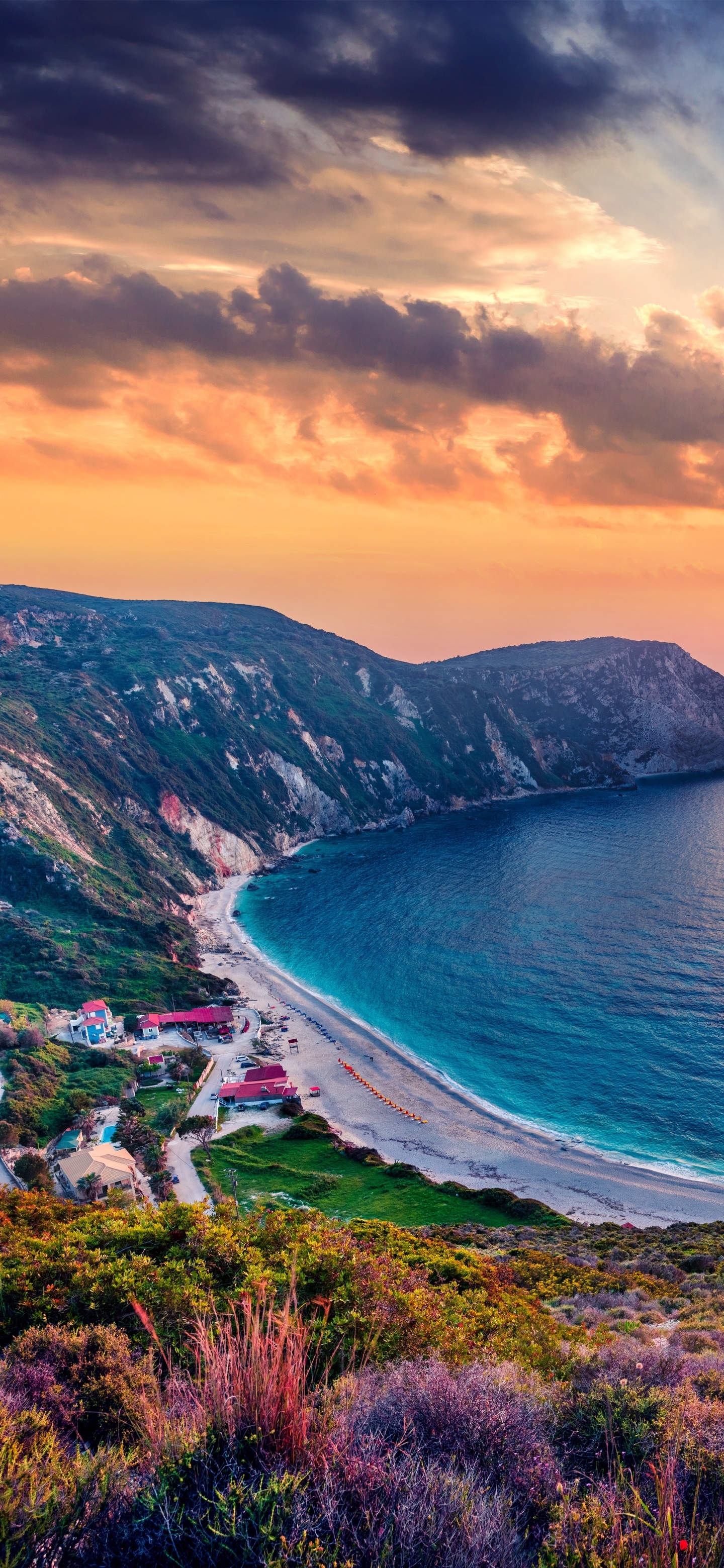 Earth Coastline, Sunset, Cliff, 1440x3120 Phone HD Wallpaper