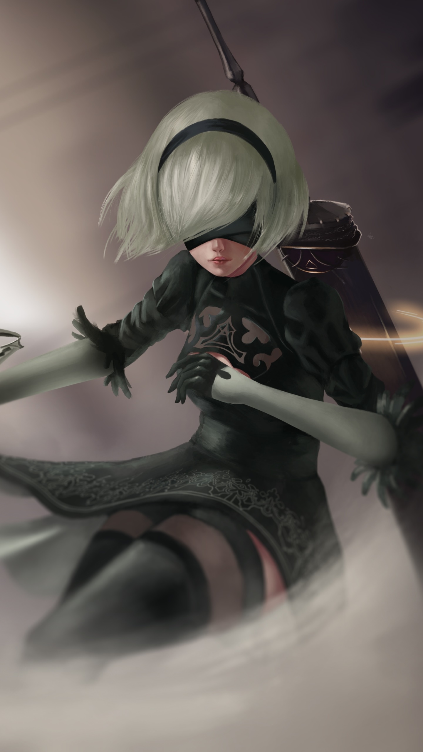 Video Game NieR: Automata, YoRHa No.2 Type B, Short Hair, White Hair ...