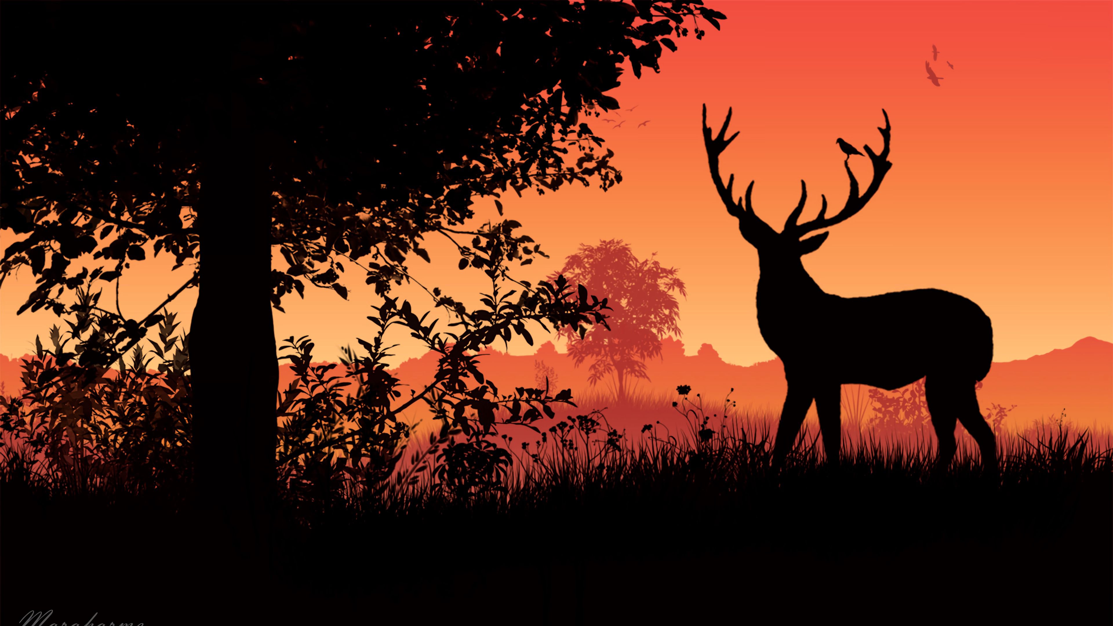 Wallpaper ID: 23658 / deer, foliage, horns, muzzle, 4k