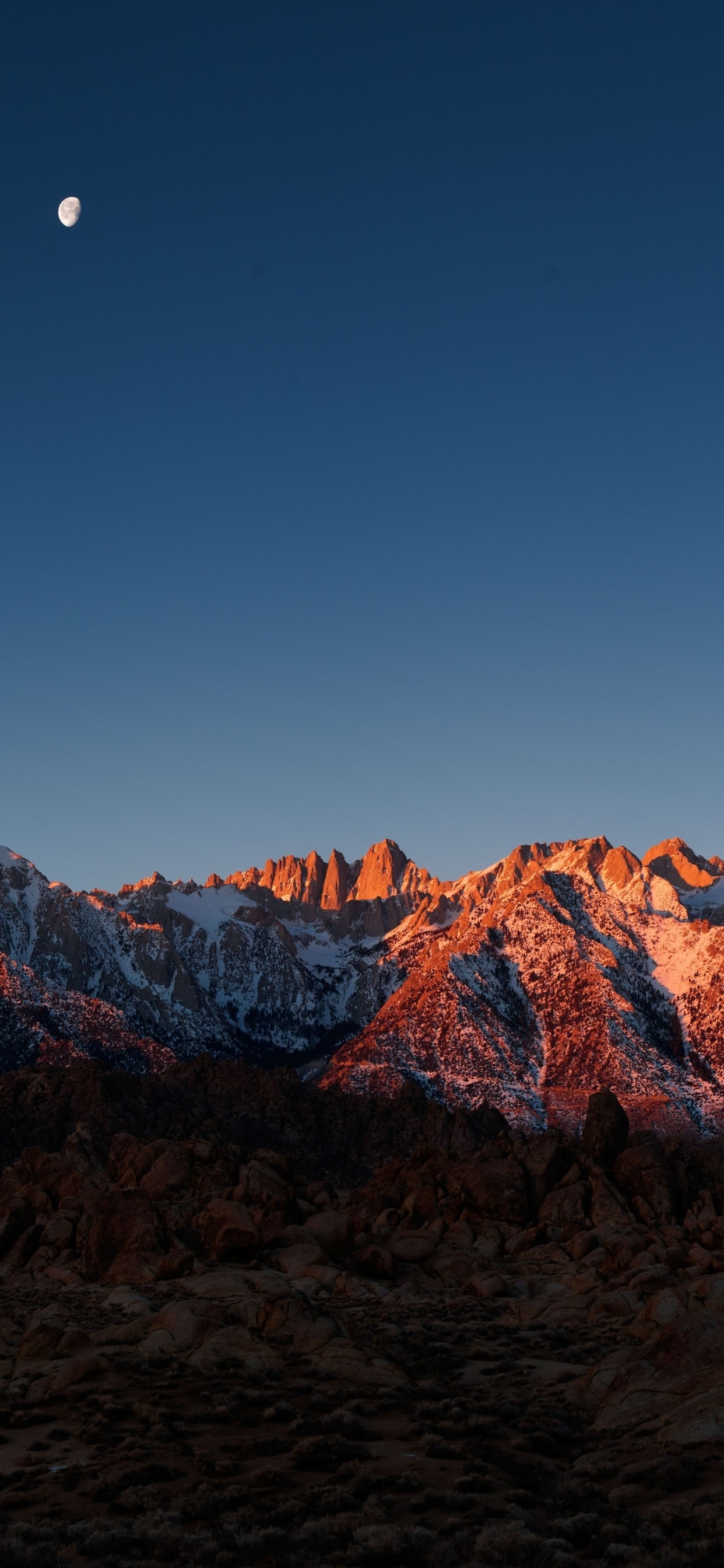 Earth Mountain, Moon, Sunset, 1242x2688 Phone HD Wallpaper