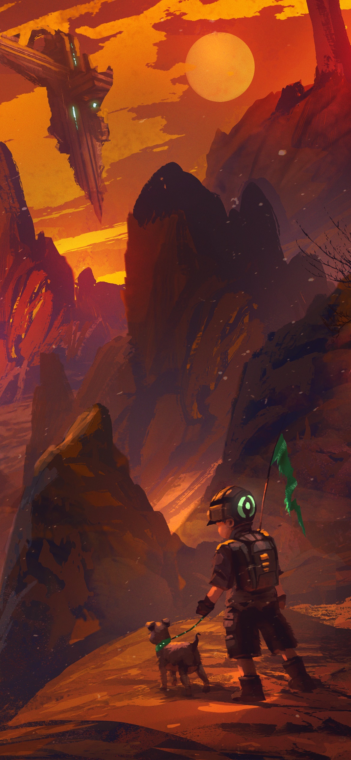 Fantasy Child, Dog, 1170x2532 Phone HD Wallpaper