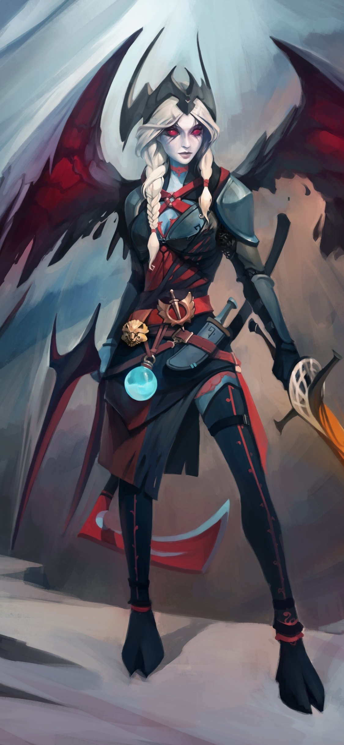Video Game Dota 2, Sword, White Hair, Braid, Angel Warrior, Vengeful ...