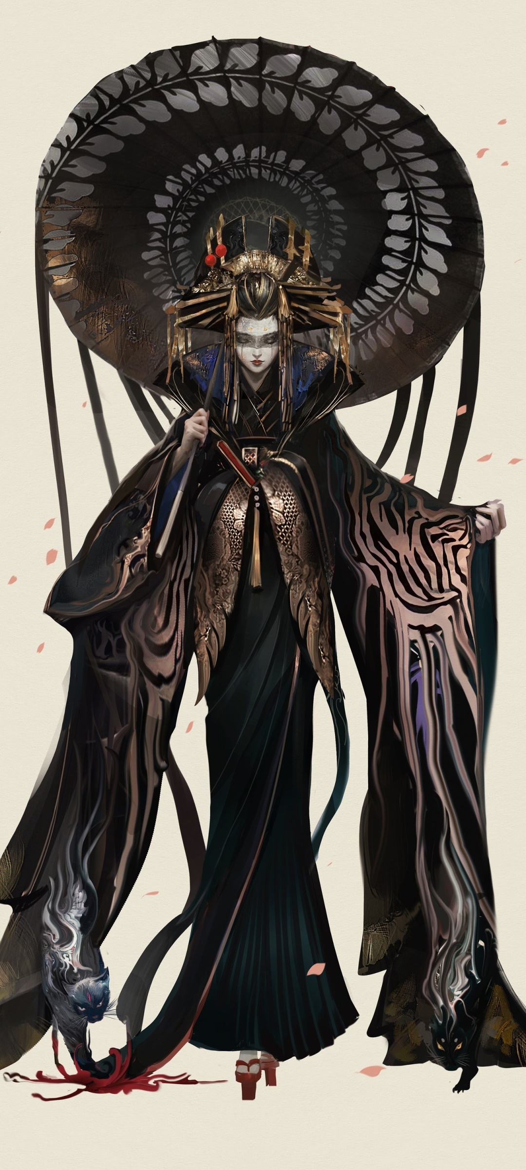 Fantasy Geisha, Umbrella, Assassin, Asian, 1080x2400 Phone HD Wallpaper