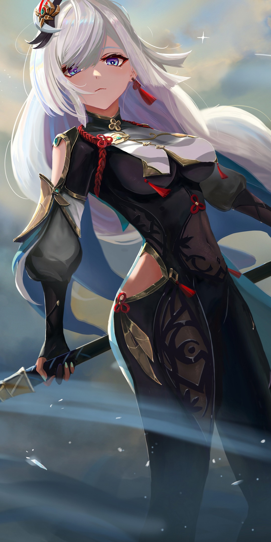 Video Game Genshin Impact, White Hair, Blue Eyes, Shenhe (Genshin ...