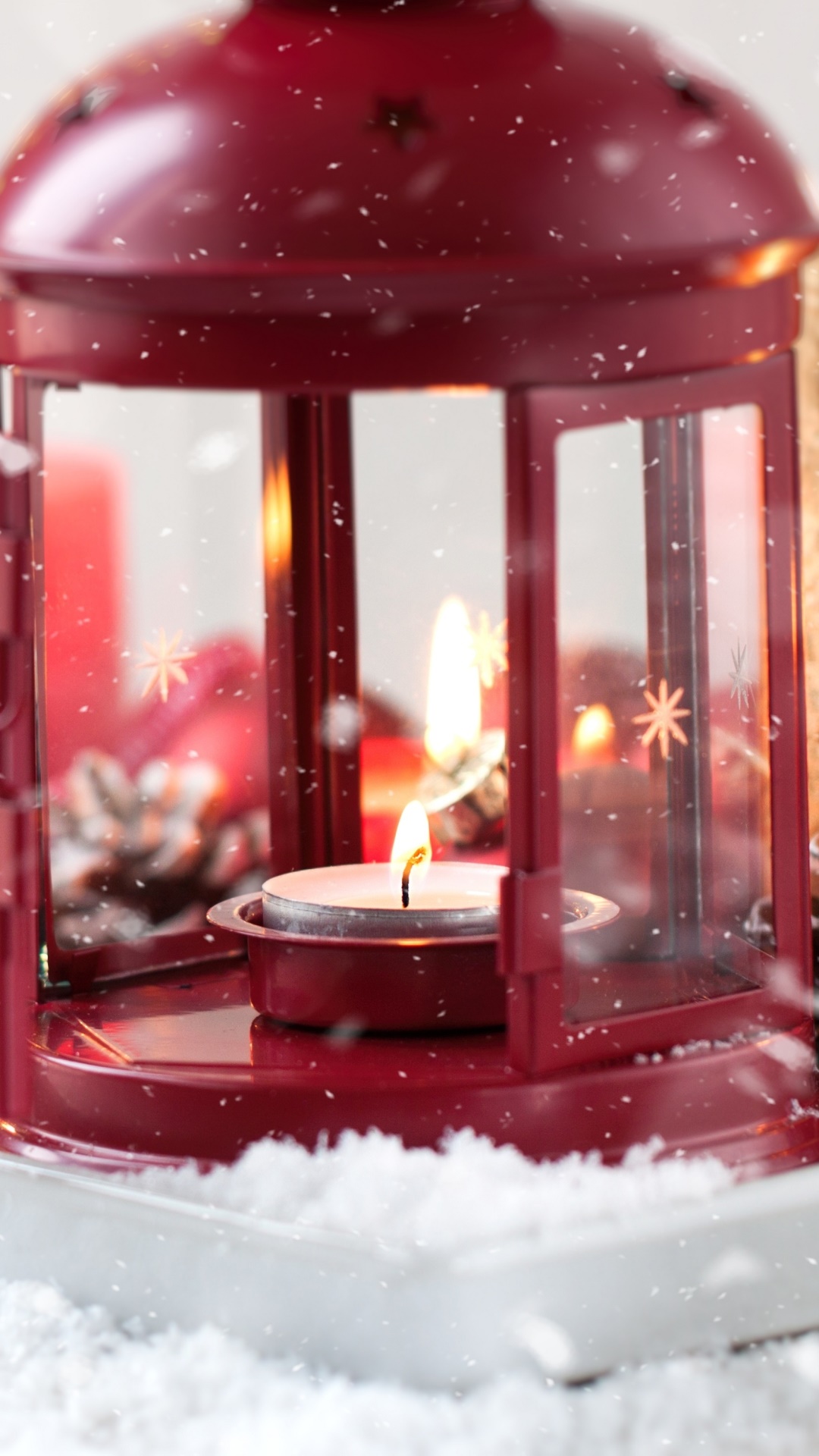Man Made Lantern, Bokeh, Snow, Candle, 1080x1920 Phone HD Wallpaper