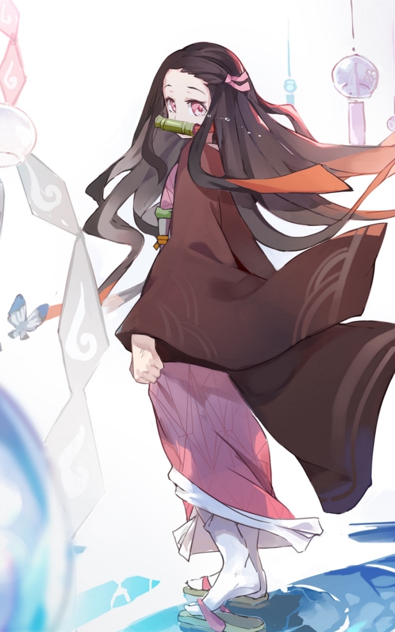 Anime Demon Slayer: Kimetsu no Yaiba, Nezuko Kamado, Long Hair, Pink ...