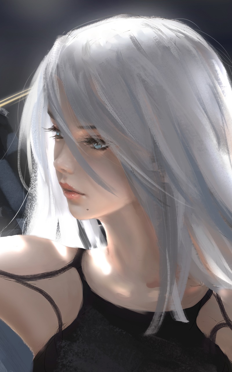 Video Game NieR: Automata, White Hair, YoRHa Type A No.2, 800x1280 ...