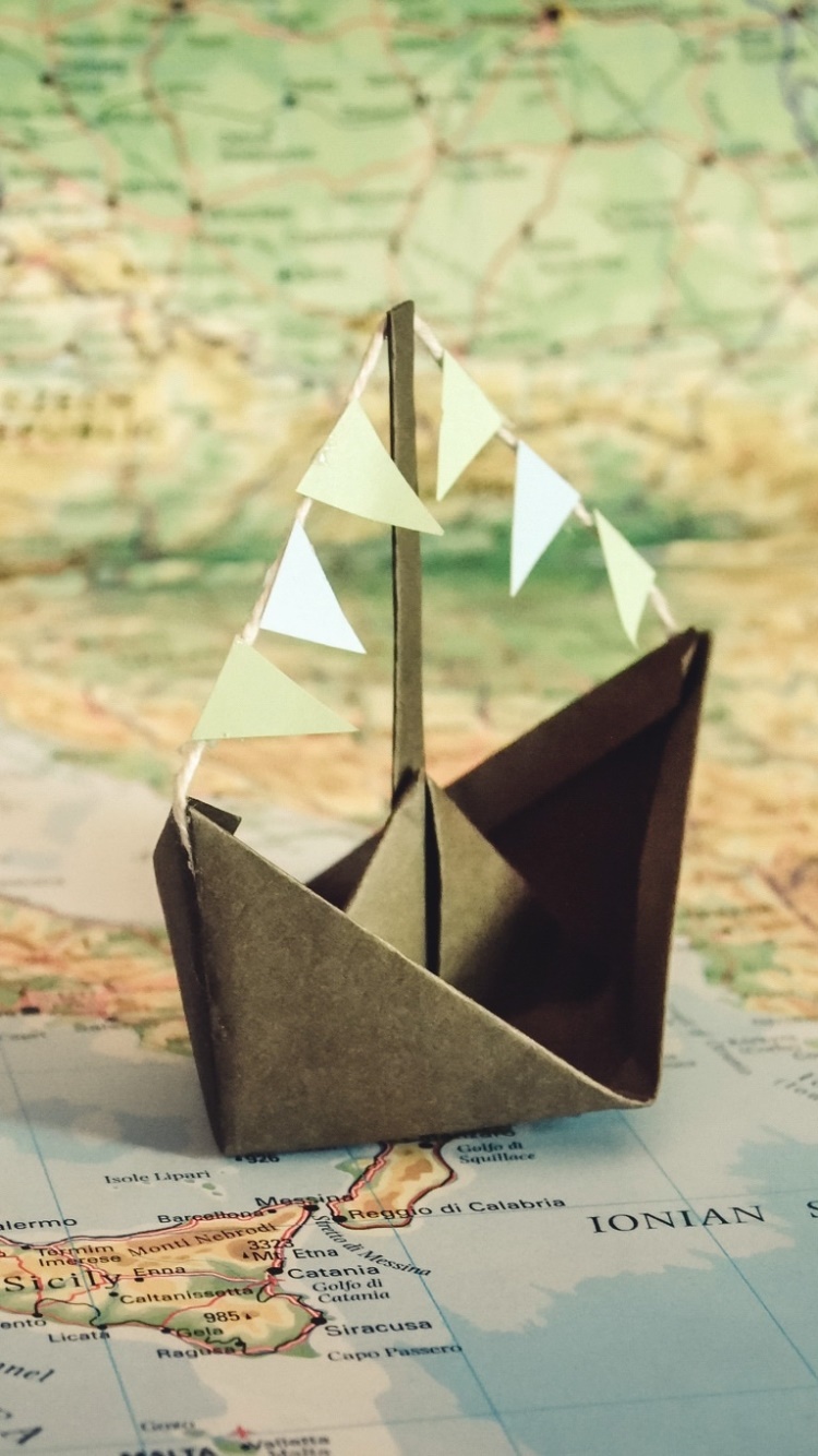 Man Made Origami, Paper Boat, 750x1334 Phone HD Wallpaper