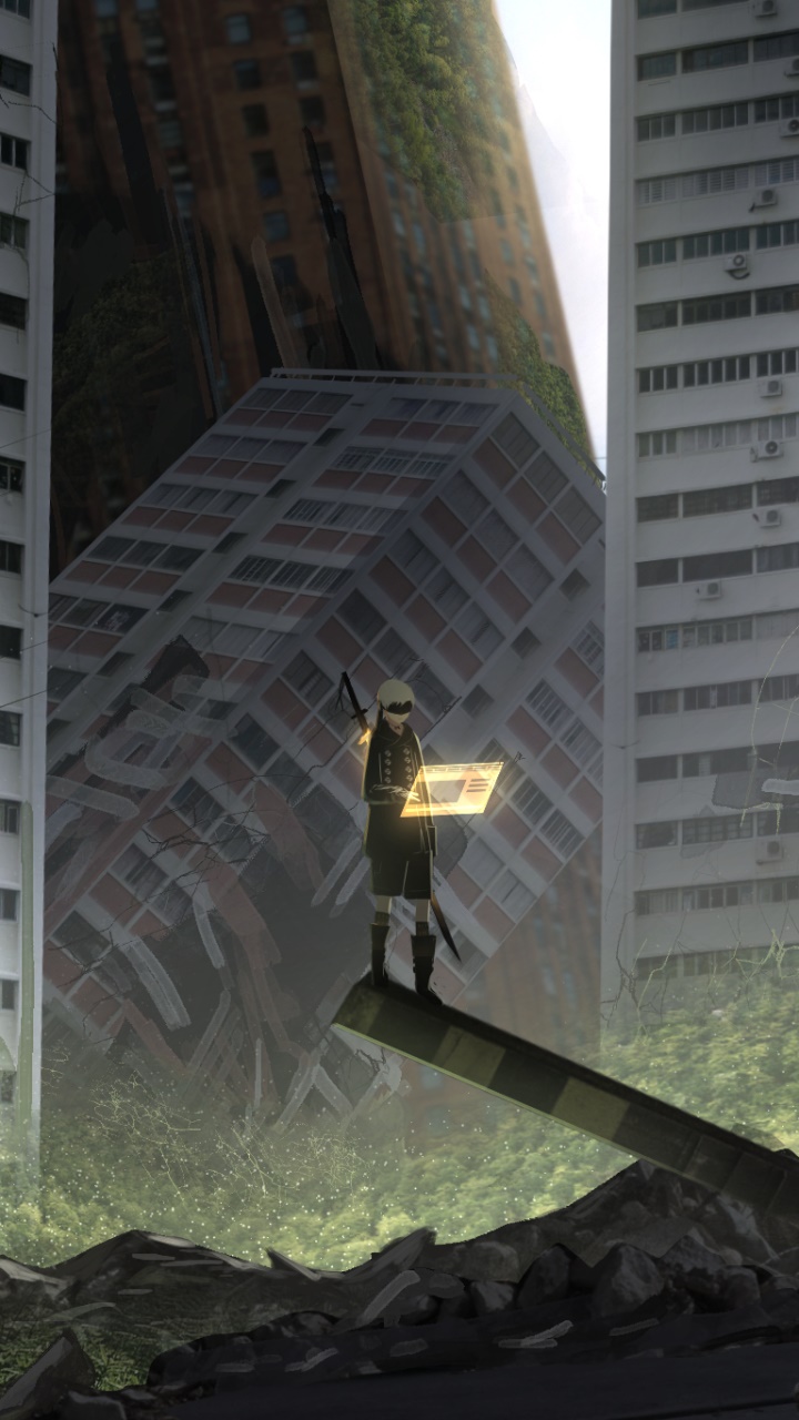 Video Game NieR: Automata, YoRHa No.9 Type S, Ruin, City, 720x1280 ...