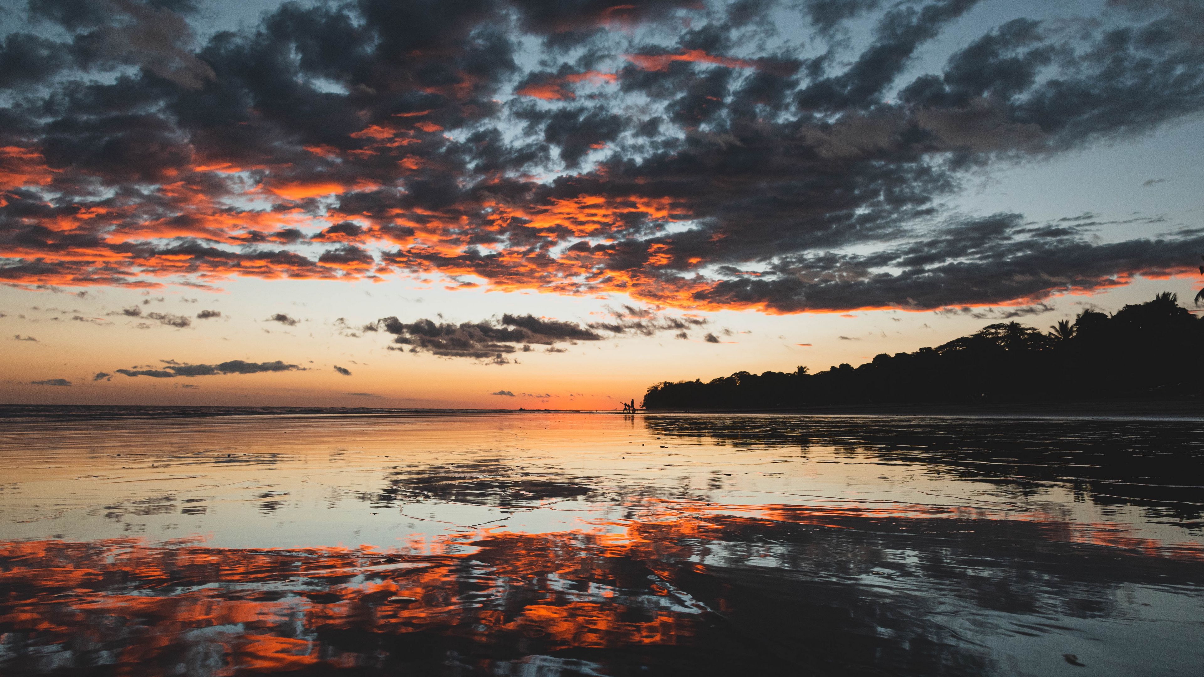 lake, clouds, reflection, dusk, nature, 4k HD Wallpaper