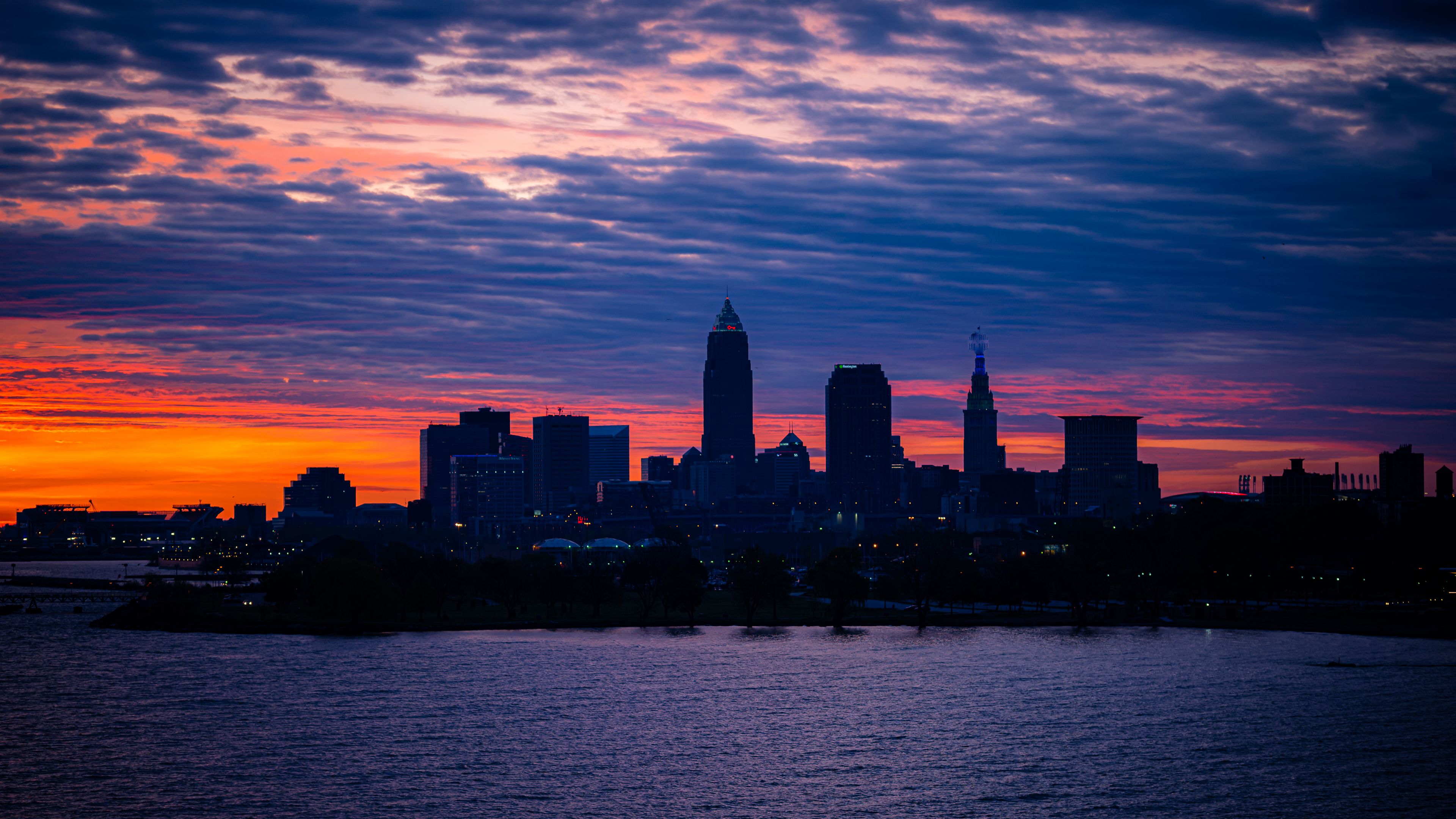City, Buildings, Architecture, Tower, Water, Sunset, 4K Hd Wallpaper
