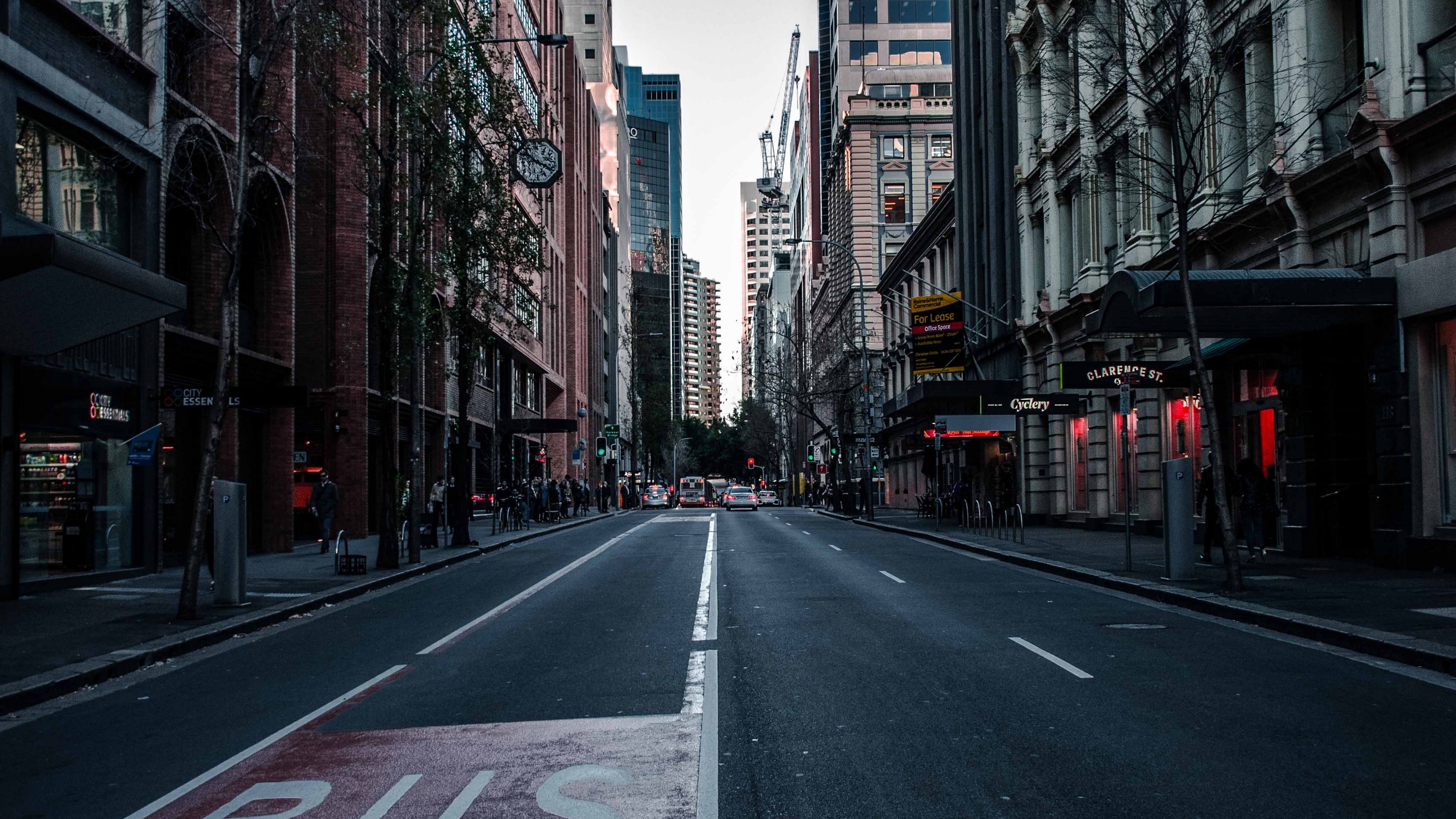 road, street, asphalt, buildings, city, 4k HD Wallpaper