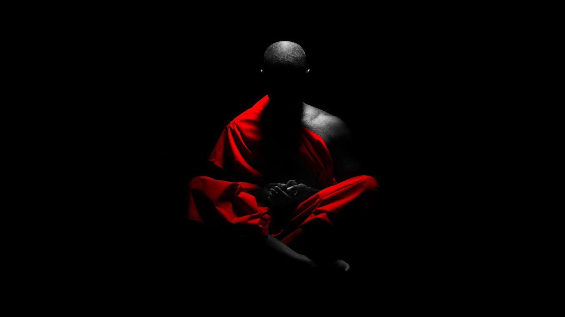 mystery, copy space, indoors, meditation, adult, completely bald, monk ...
