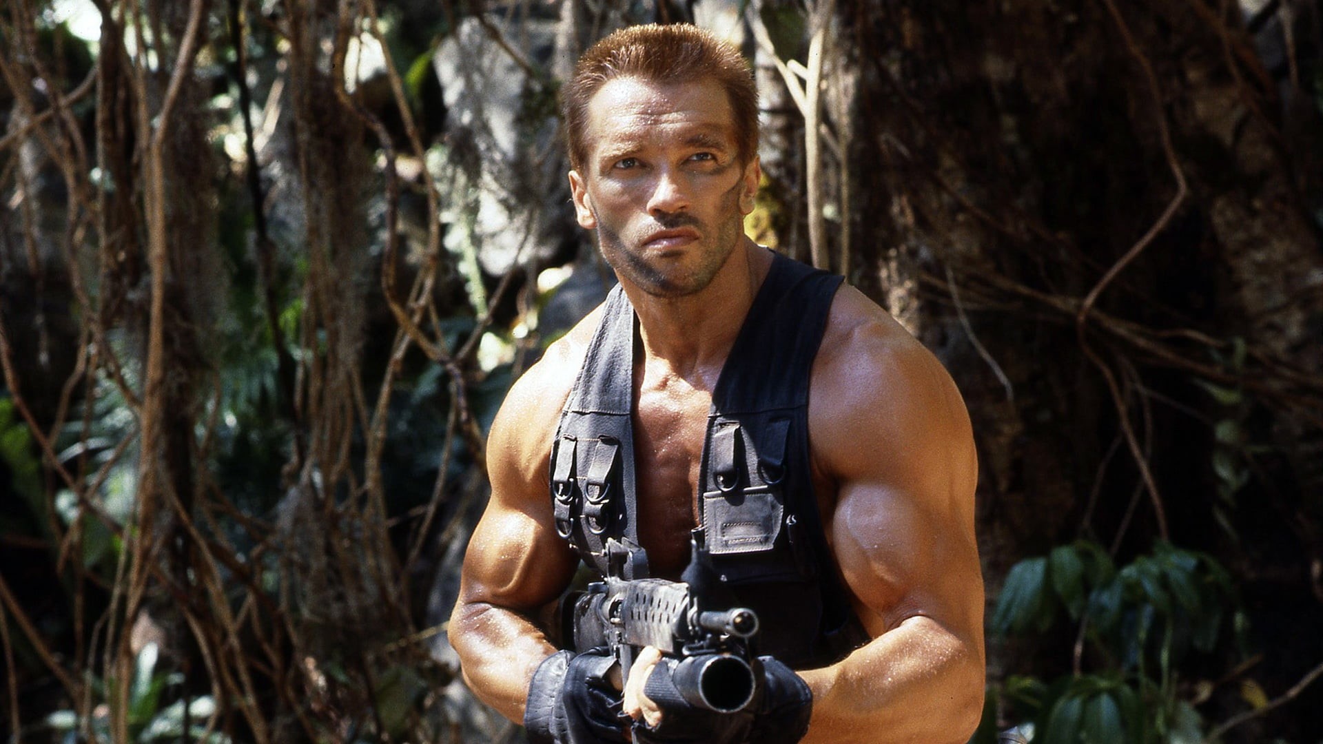 Alan " Dutch" Schaefer, actor, weapons, Predator, jungle, 1987, a scene ...