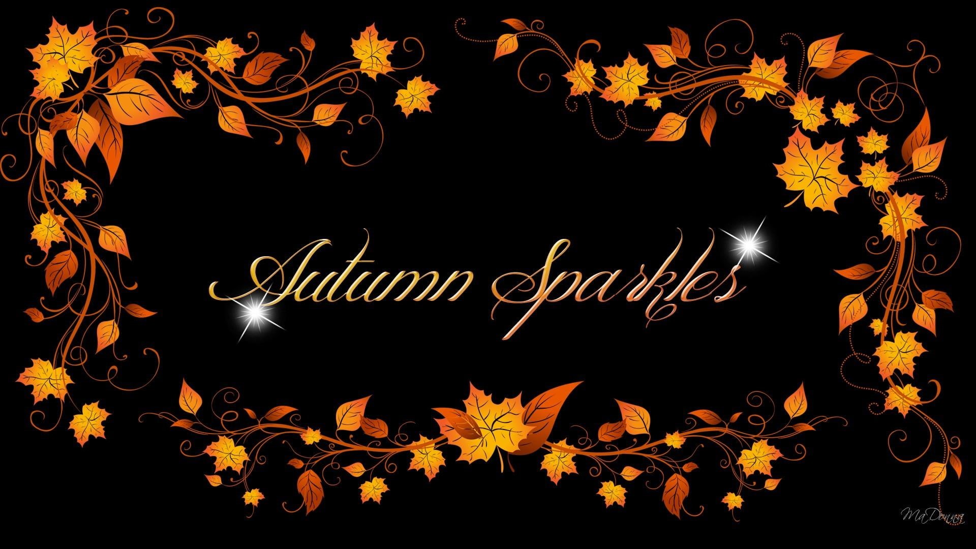 bright, leaves, simple, design, autumn, sparkles, stars, 1080P, orange ...