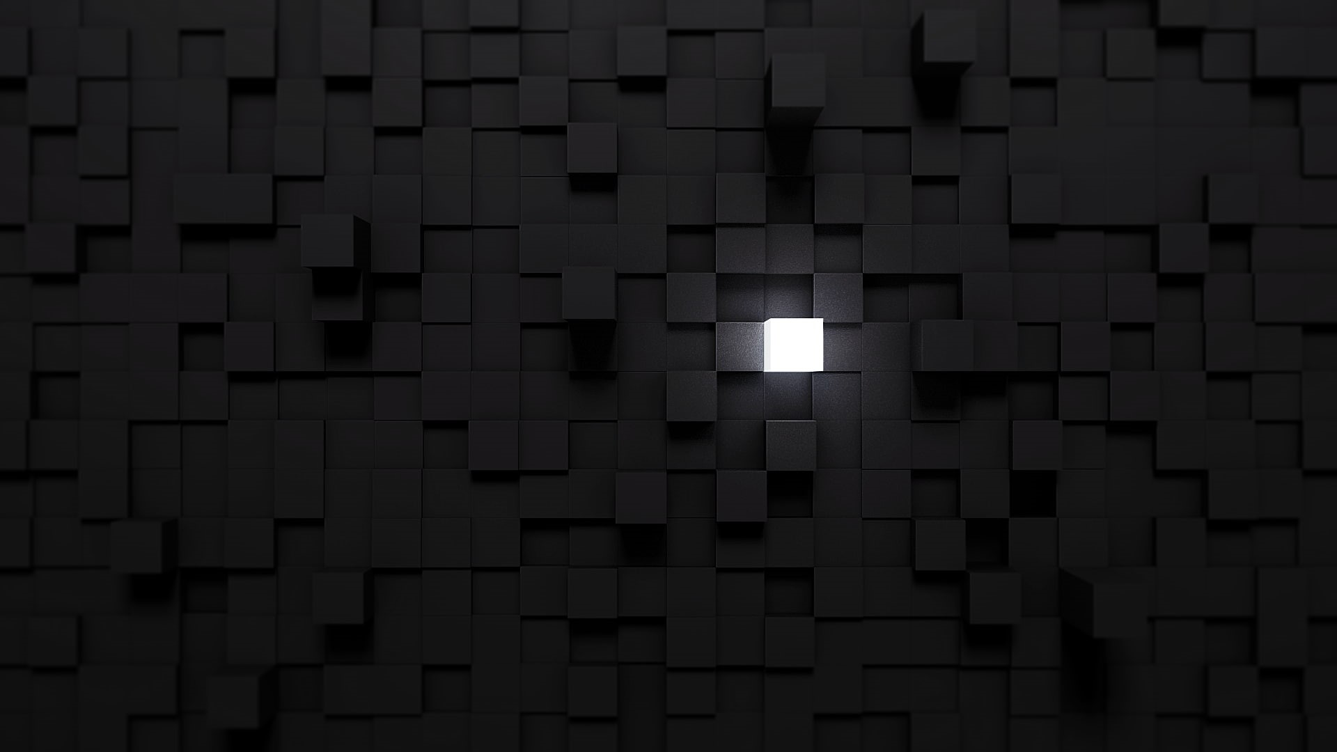 Blender, cube, lights, minimalism, 1080P, black, white HD Wallpaper