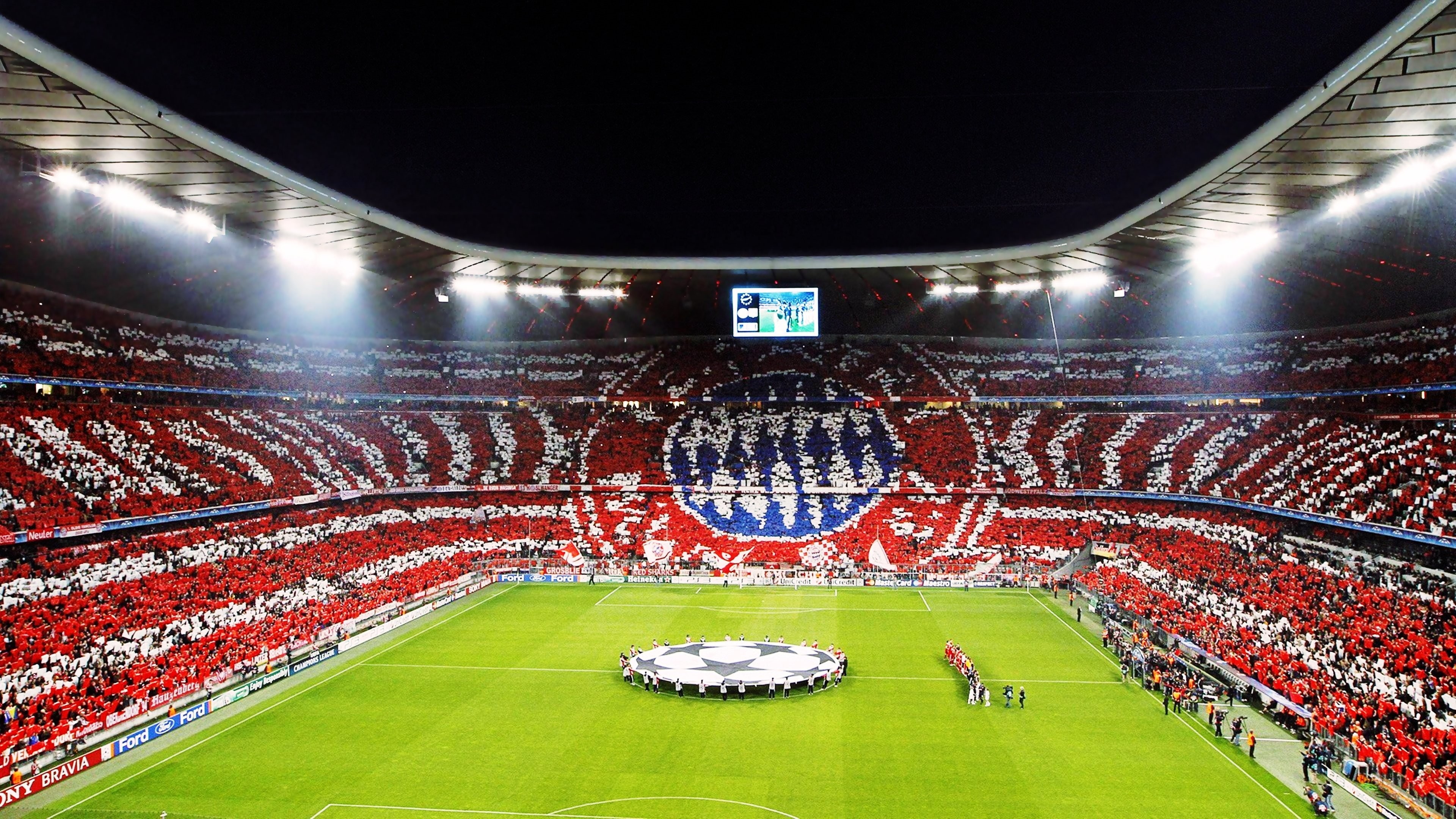 Fc Bayern Night Spectator Green Color Floodlit Competition Soccer