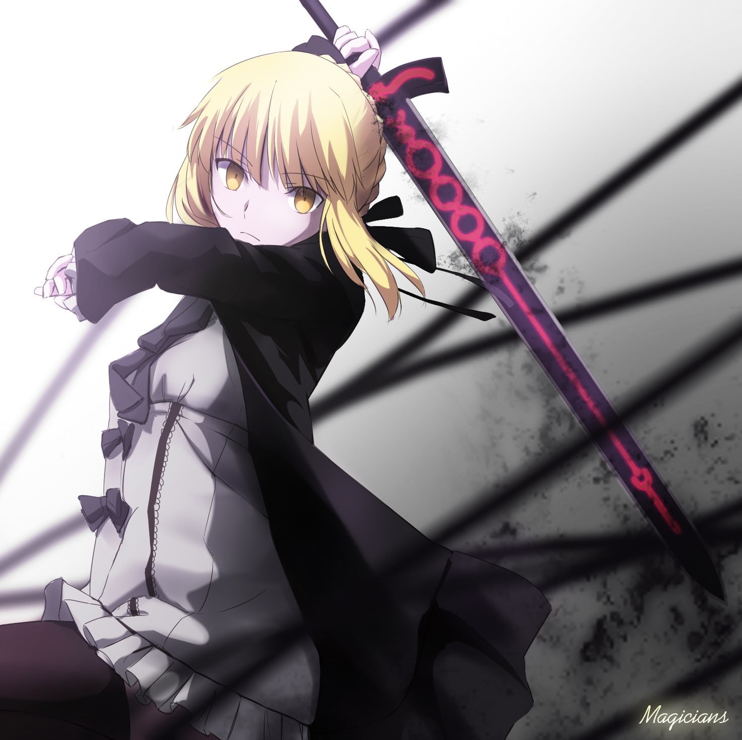 one person, indoors, women, hair, Saber Alter, Fate Series, sword ...