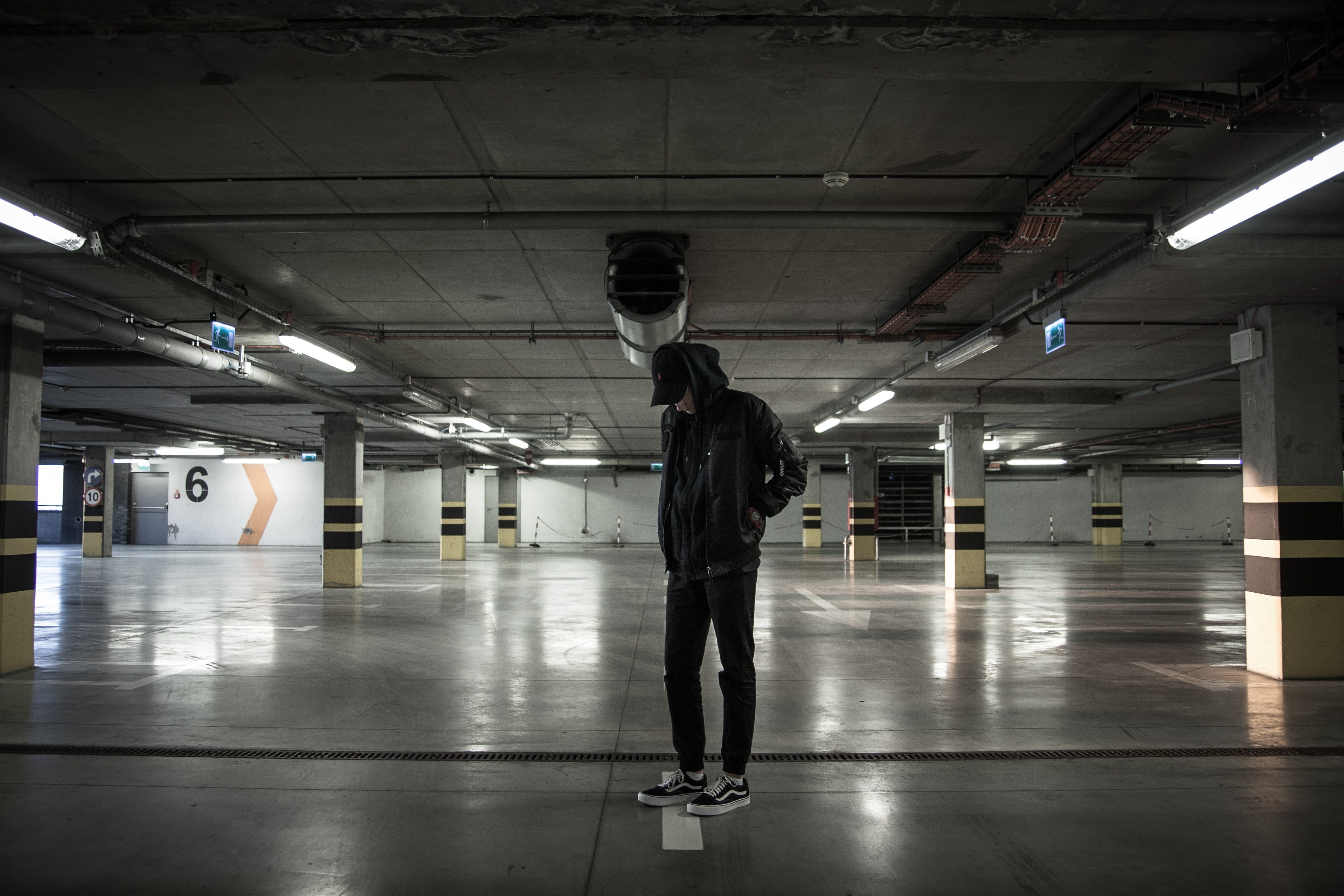 Person, Architectural Column, Parking Garage, Underground Parking ...