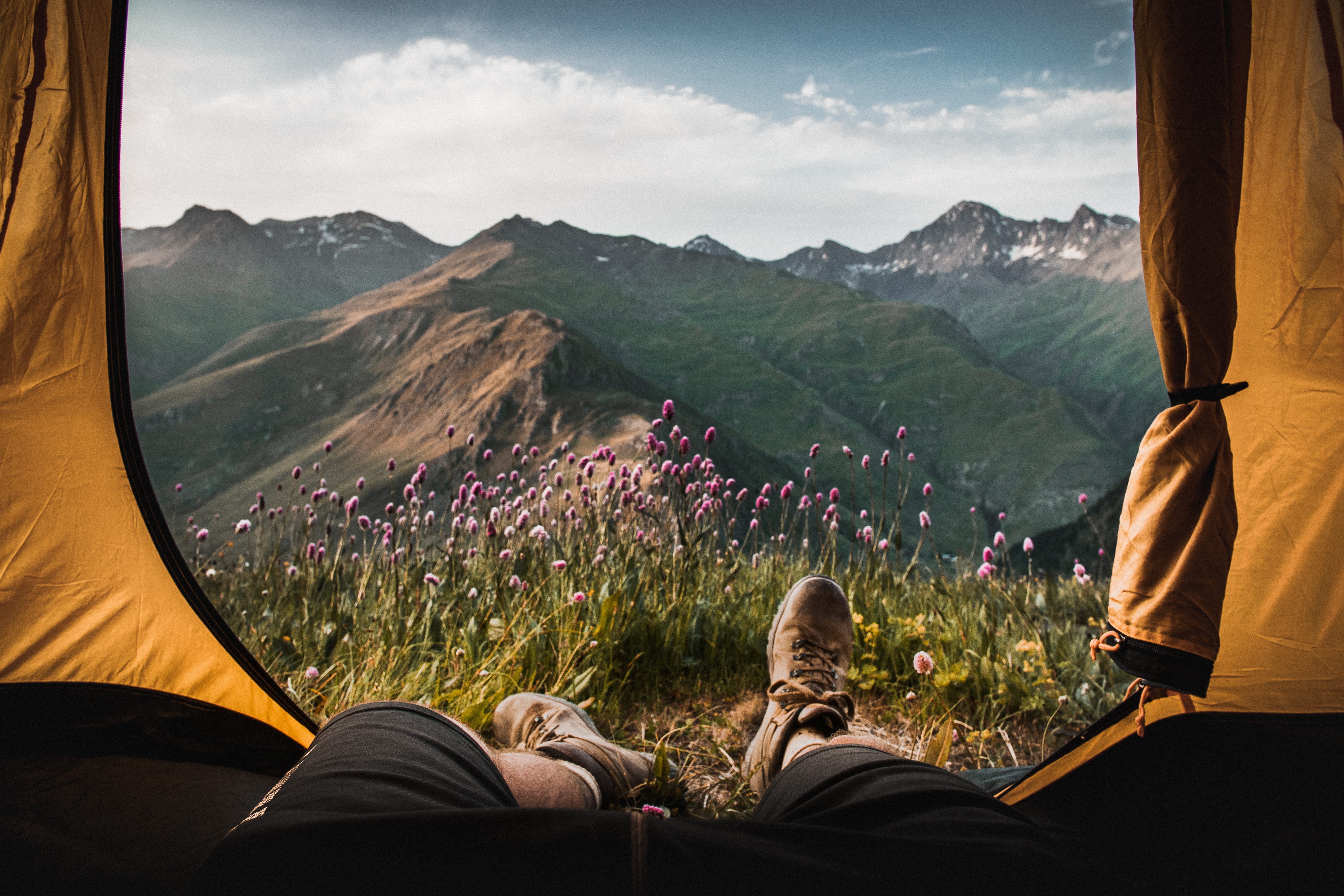 trip, landscape, leg, valley, adult, outdoors, nature, lying, enjoyment ...