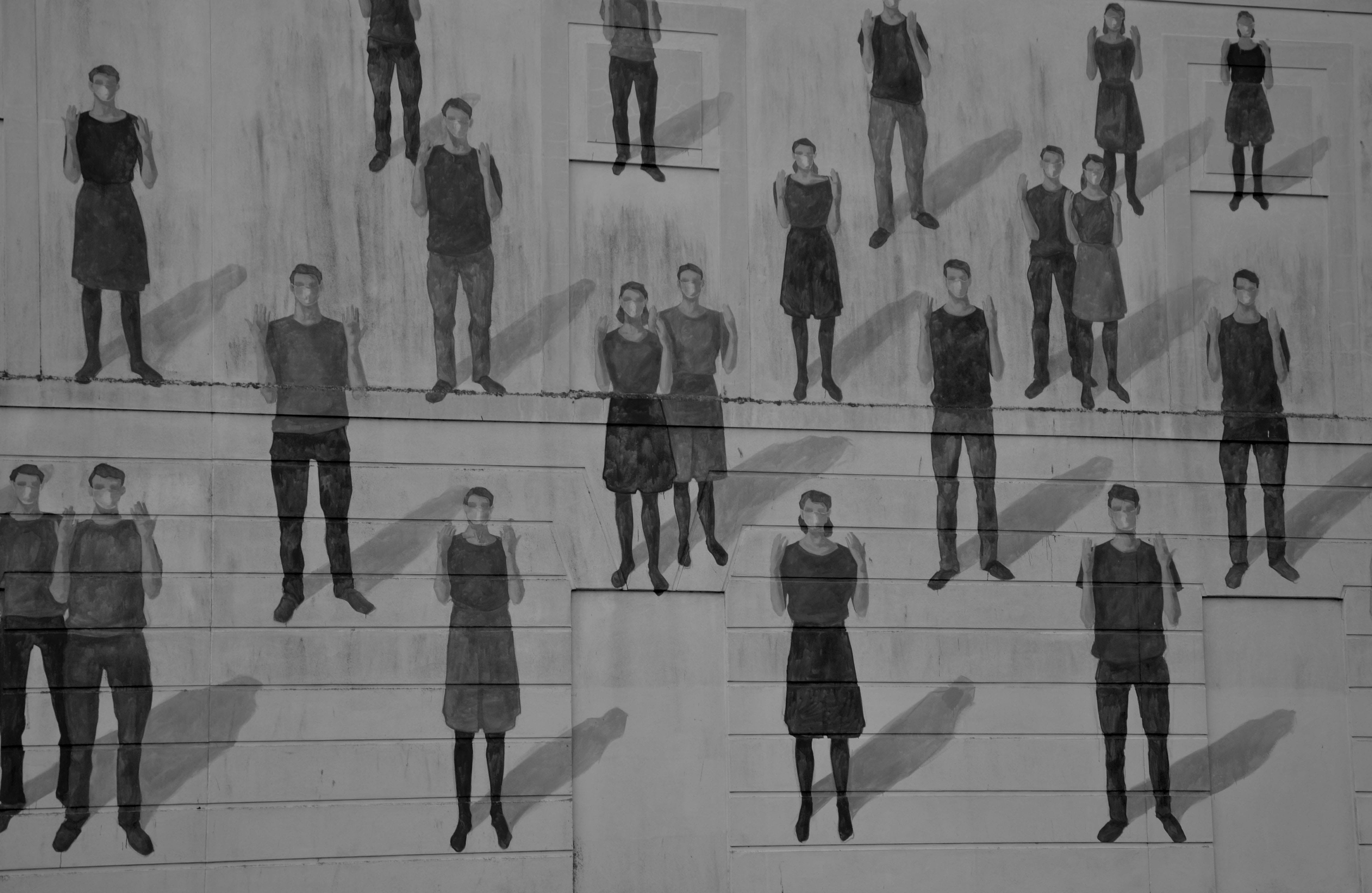 man, standing, collage, outdoors, Graffiti, large group of people ...