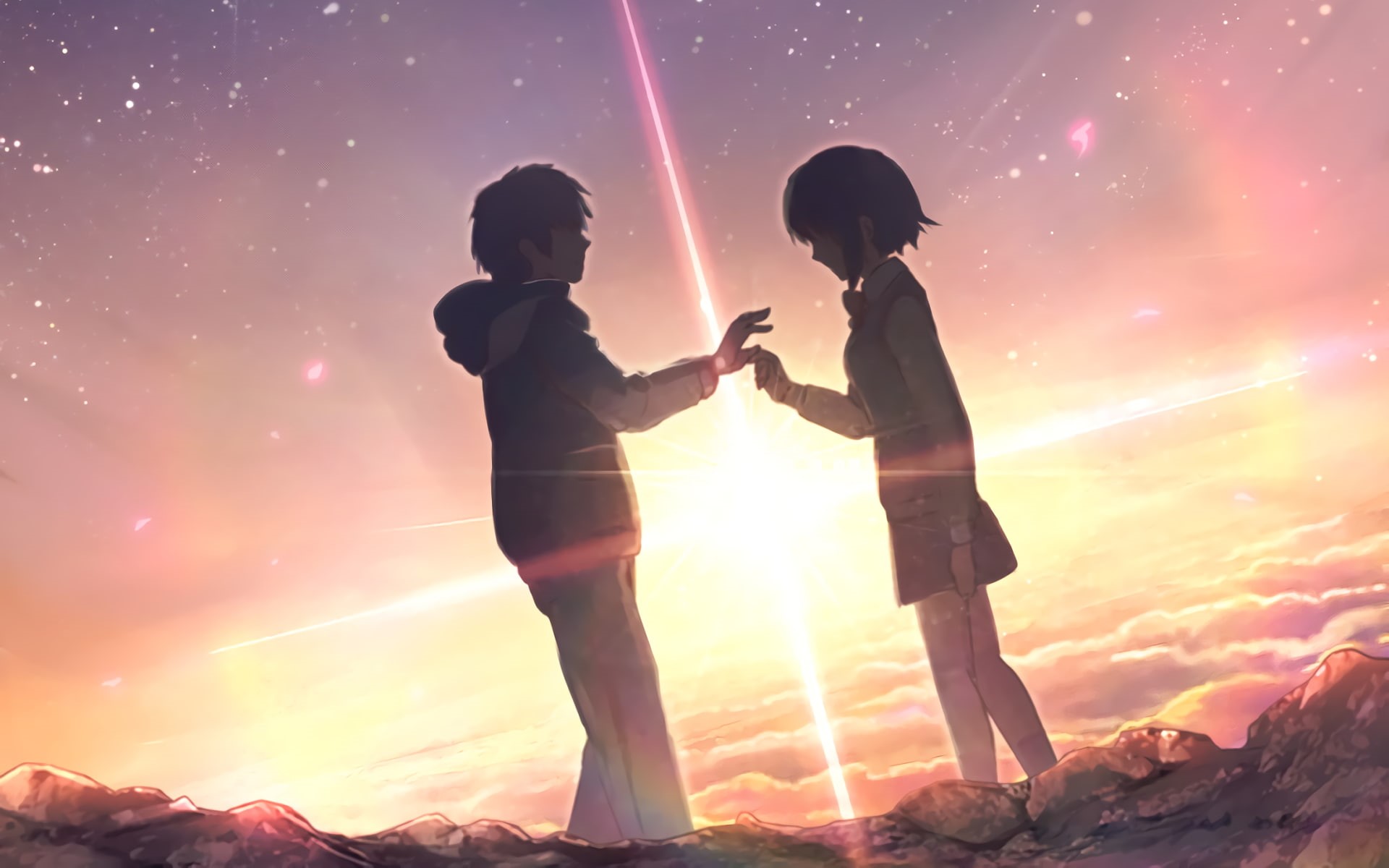 1080P, kimi no na wa, scenic, mitsuha miyamizu, clouds, Anime, taki ...