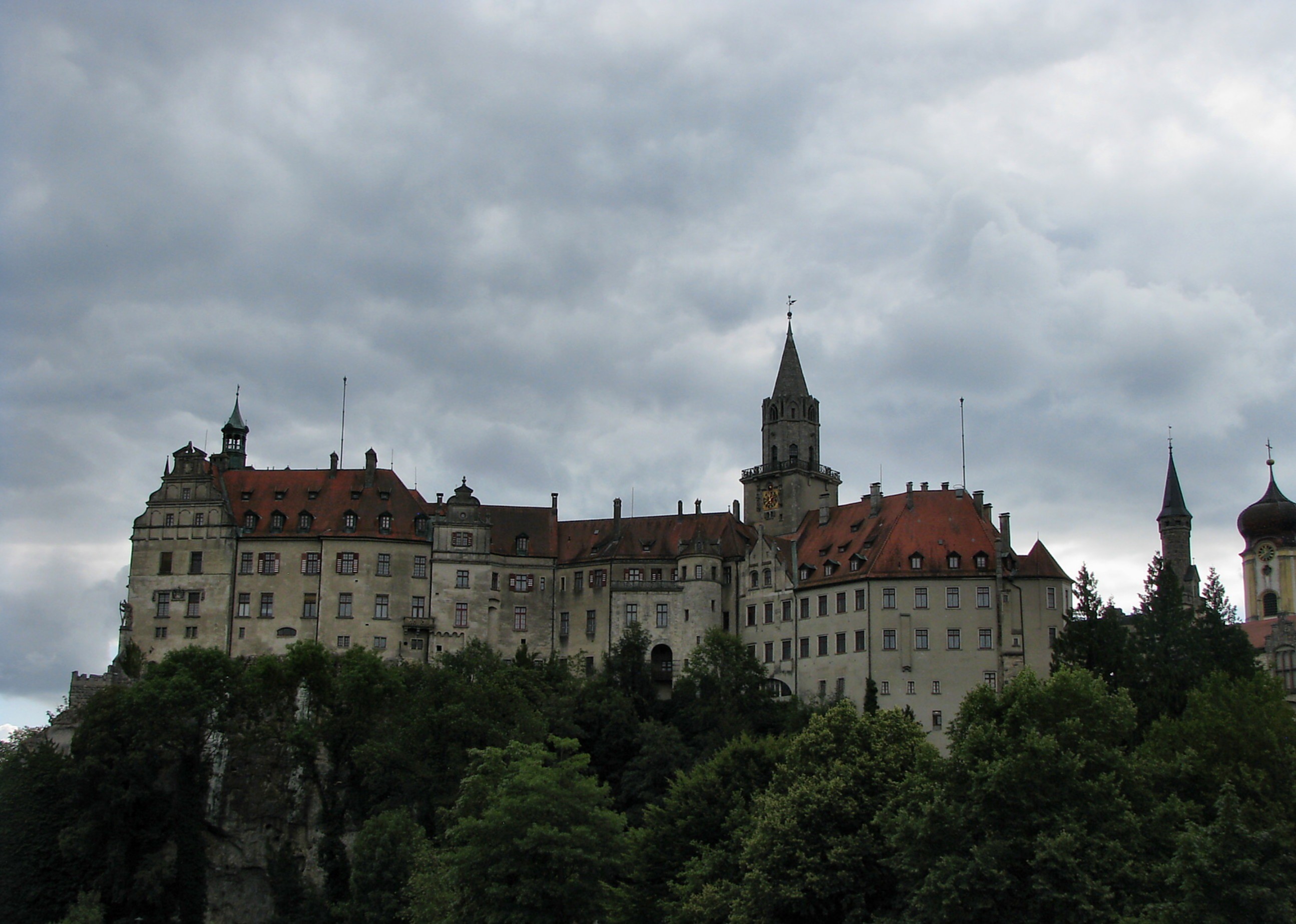 sky, cloud - sky, built structure, fortress, hohenzollern castle, red ...