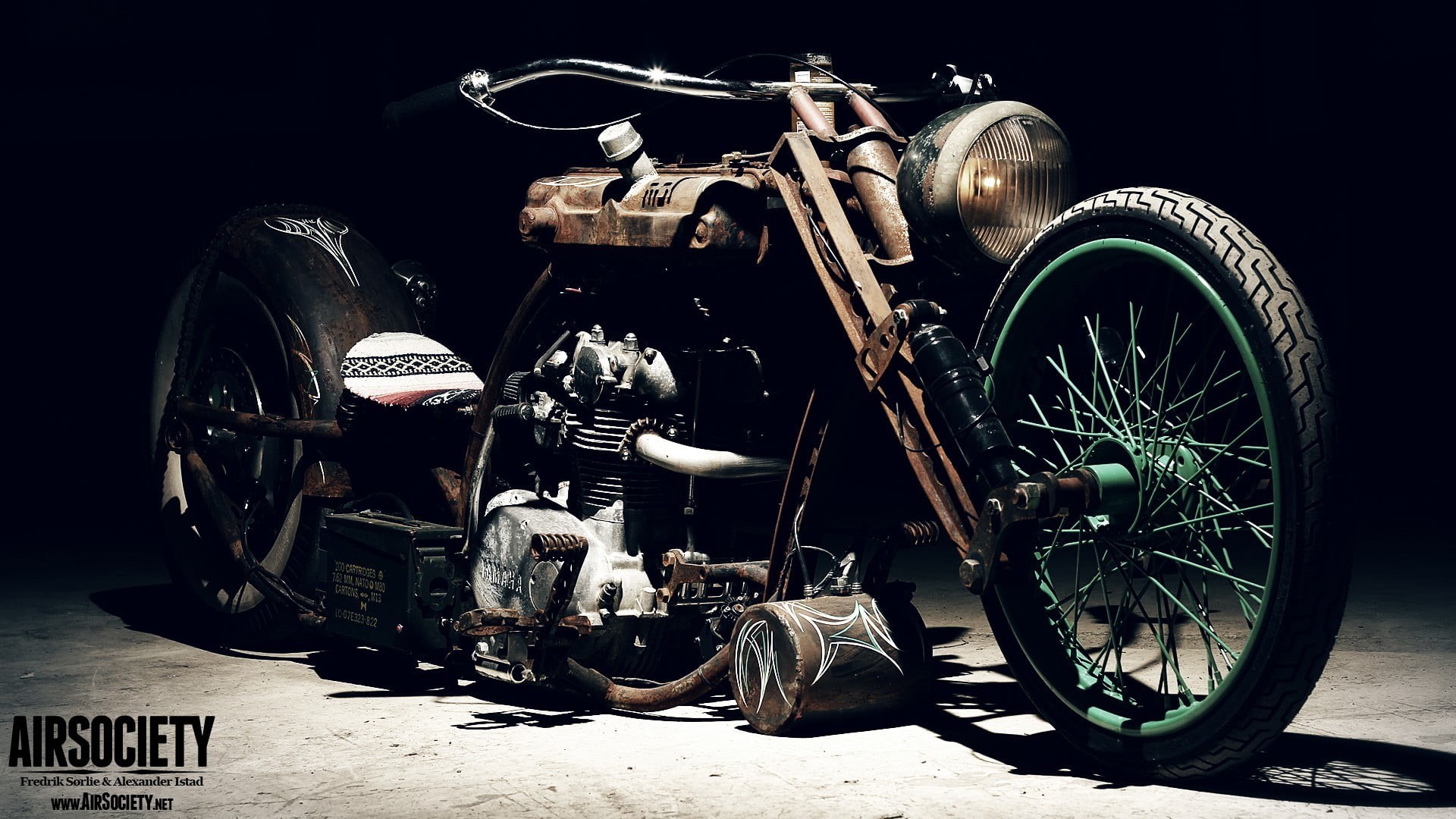 no people, motorcycle, night, old, chrome, black color, wheel ...