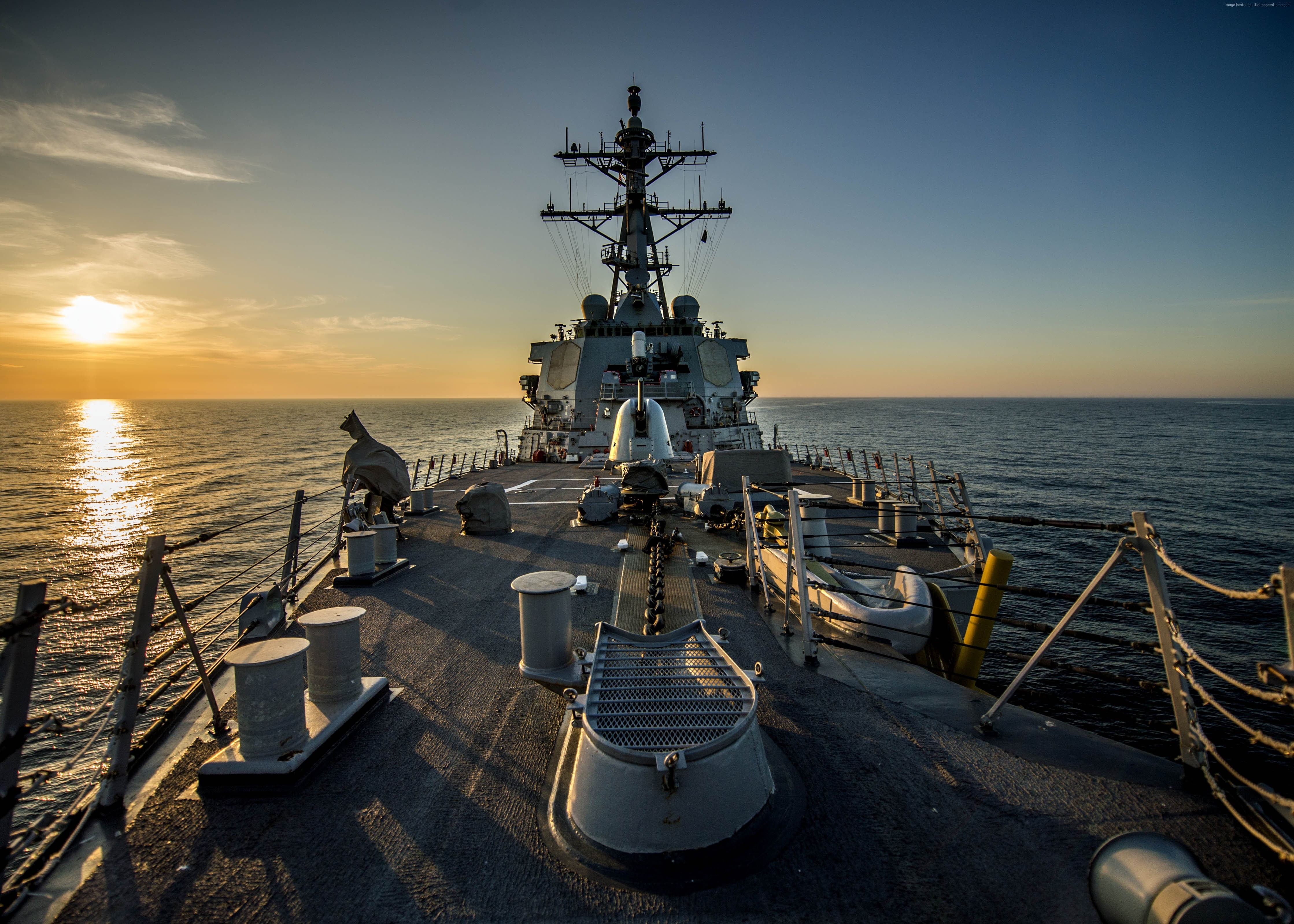 nature, horizon over water, sky, horizon, sunlight, Arleigh Burke-class ...