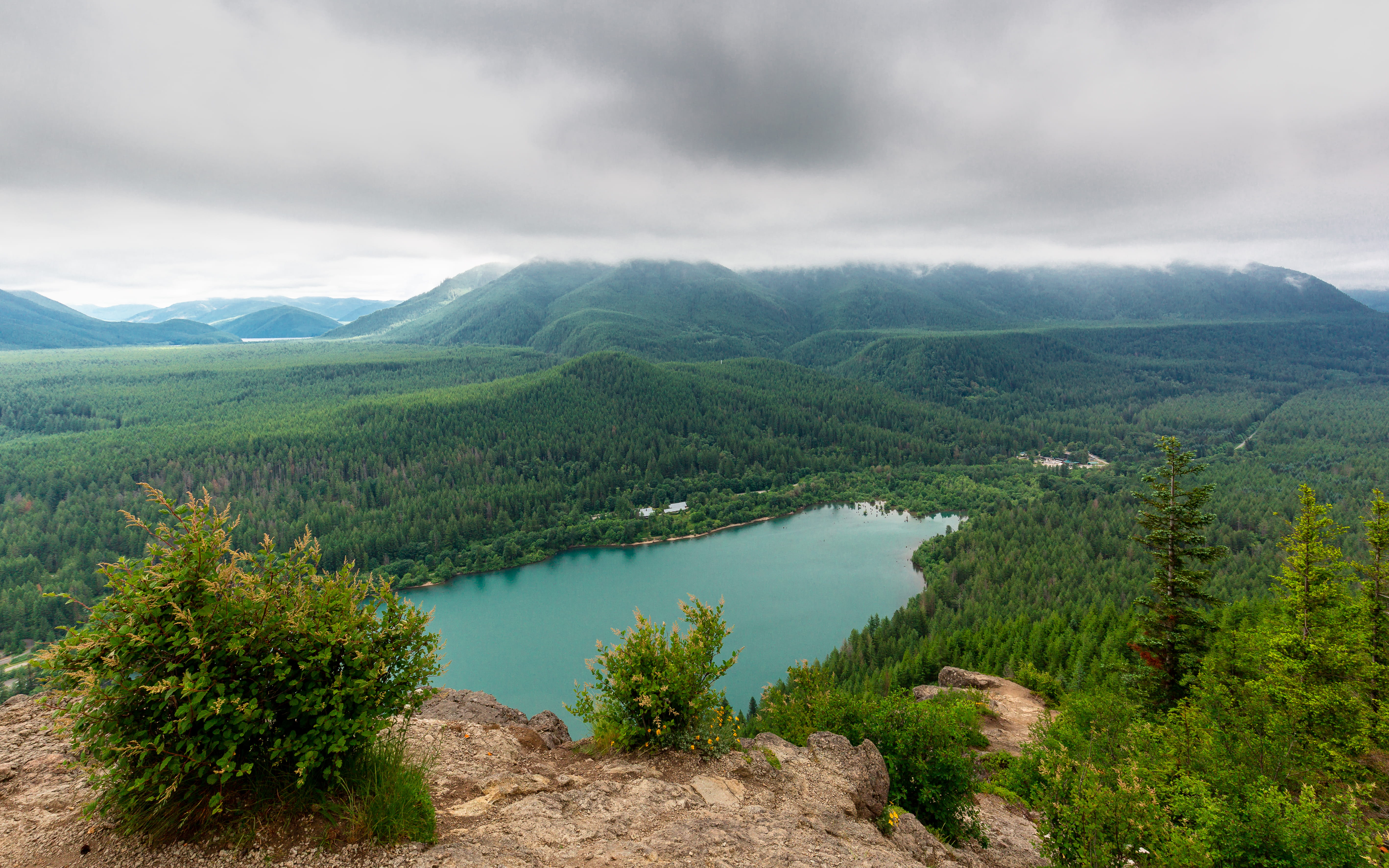 pacific northwest, layer, landscape, mountain range, fog, sunset, calm ...