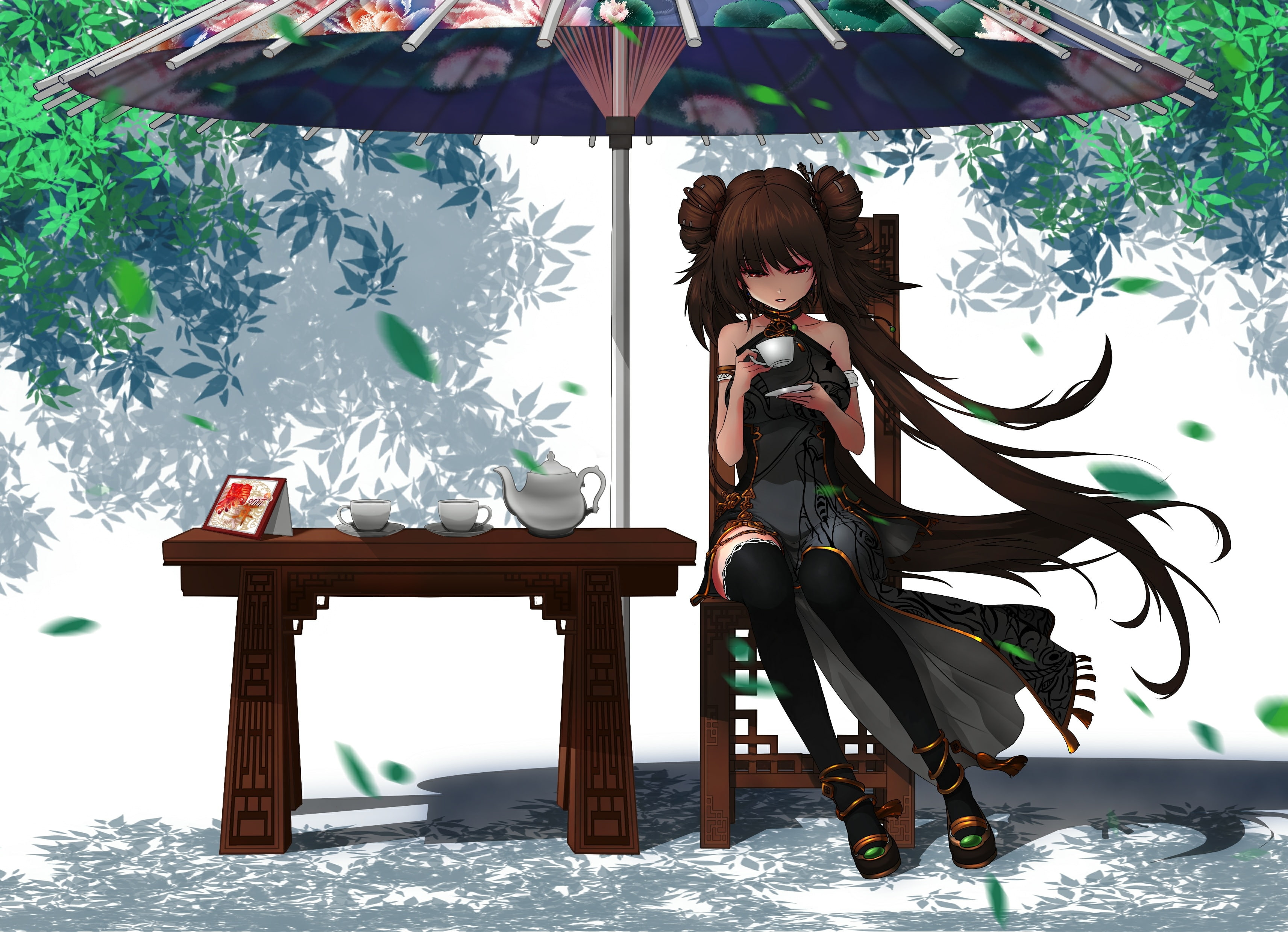 table, nature, representation, one person, 2K, anime girl, chair ...
