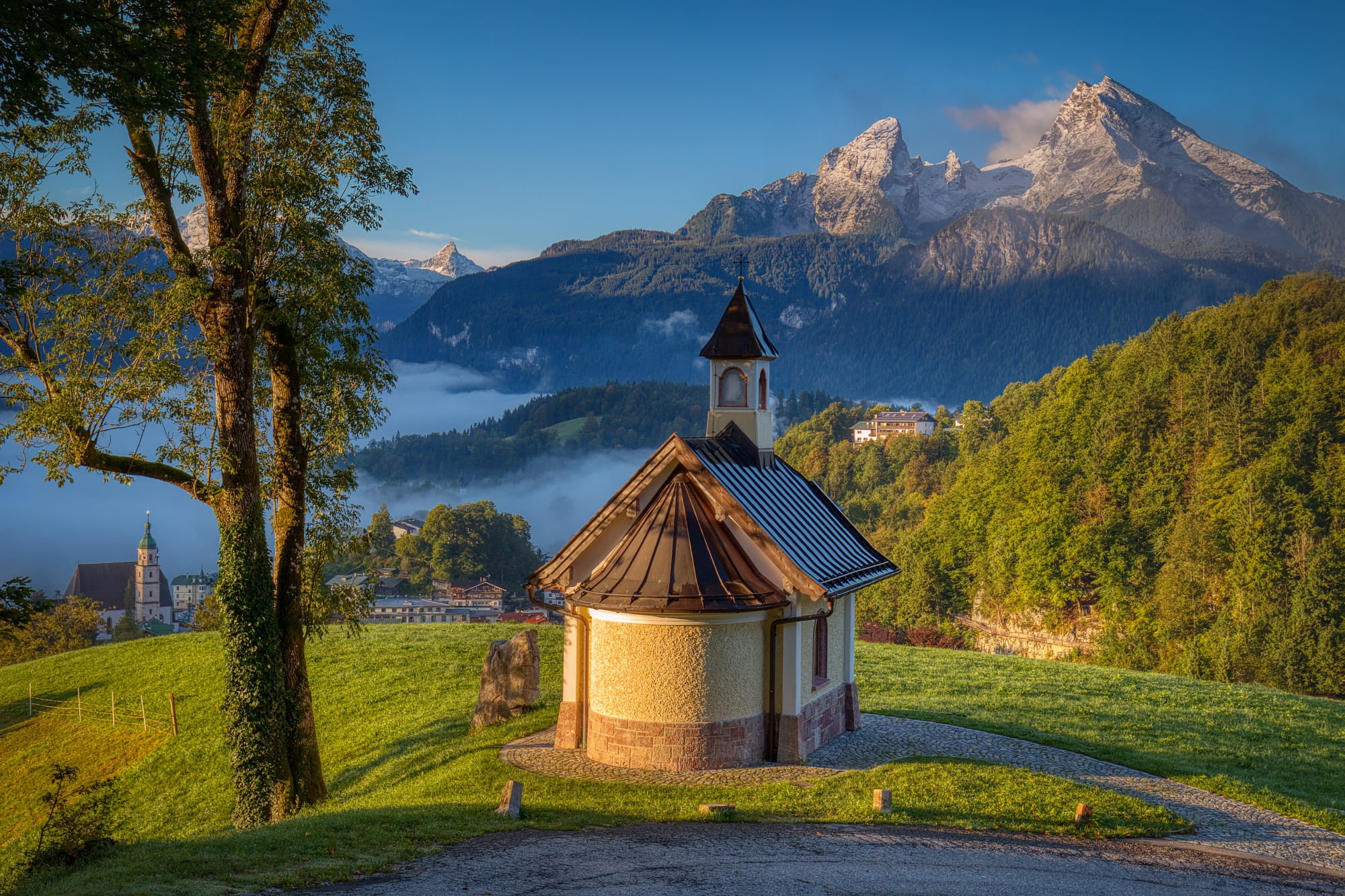 mountains, chapel, Watzmann, Alps, track, landscape, Germany, nature ...