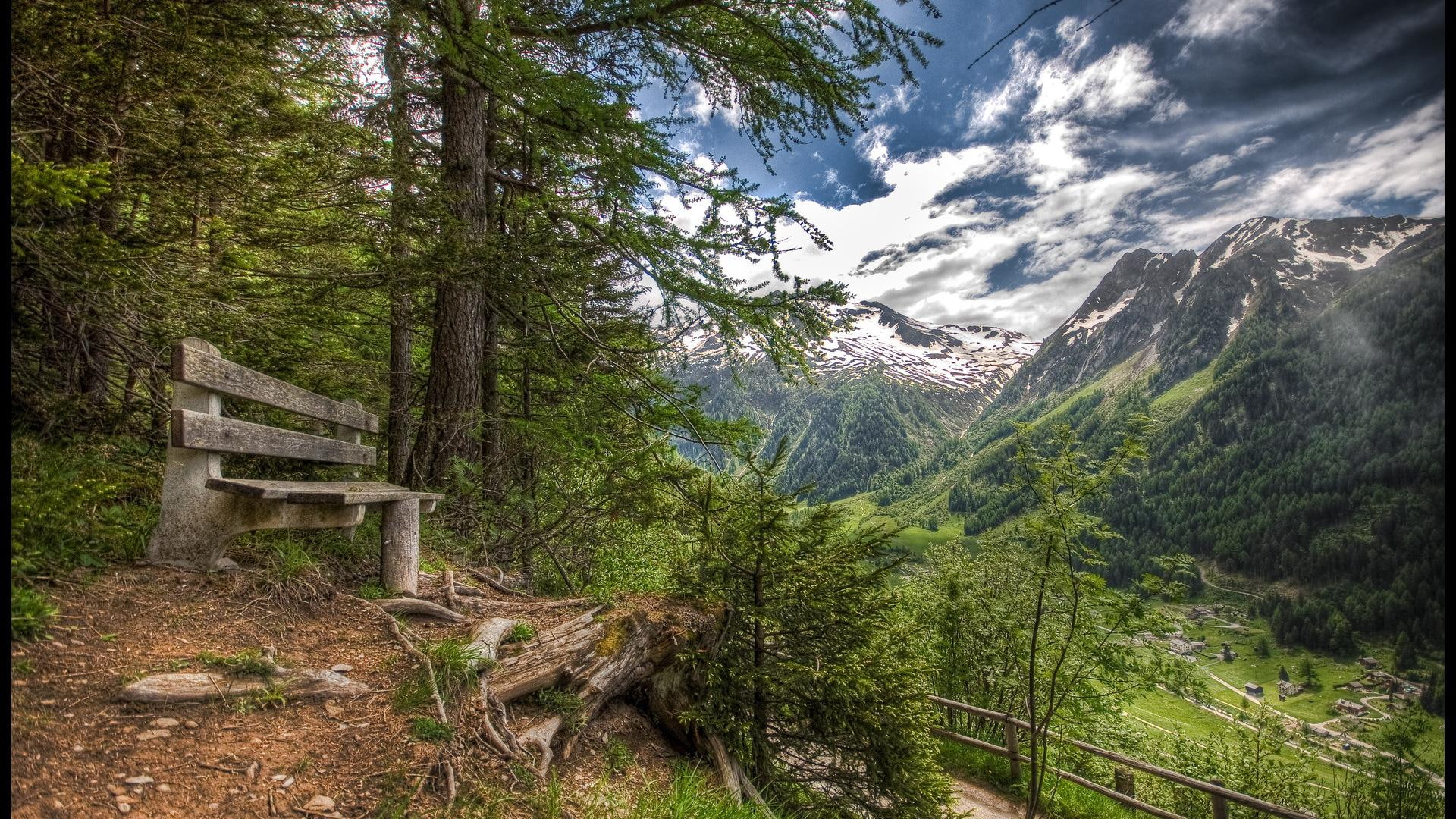1080P, nature and landscapes, lookout, forest, valley, village ...