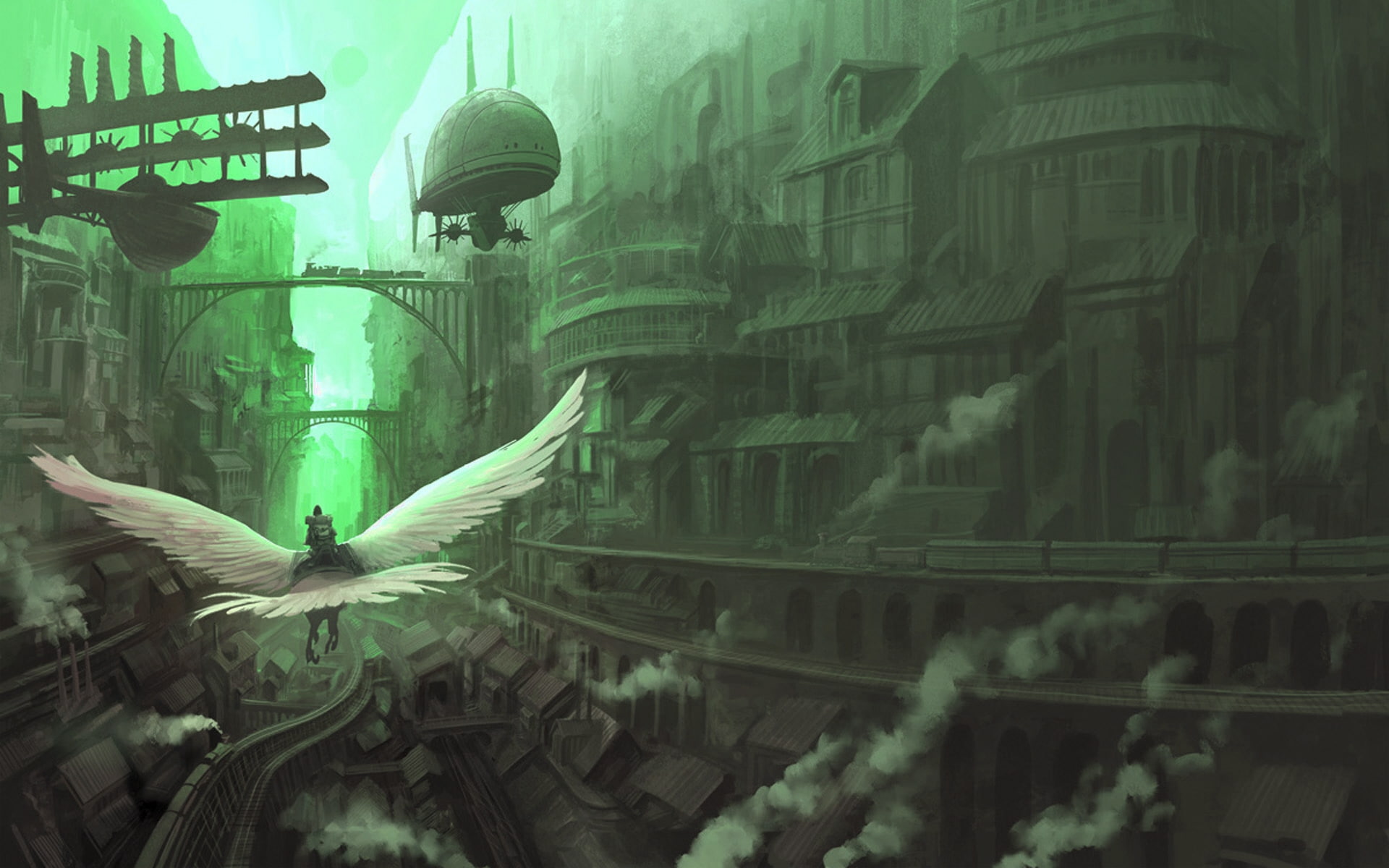 1080P, fantasy, steam, flying, abstract, world, hd, x, steampunk, punk ...