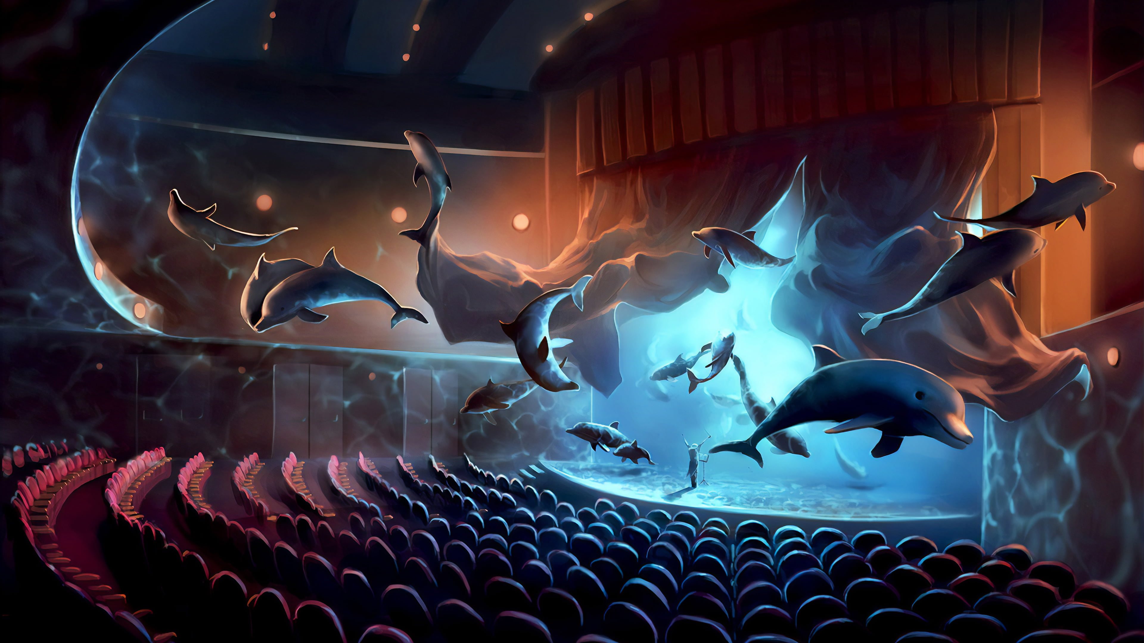 digital, lights, artwork, surreal, stages, digital painting, water ...