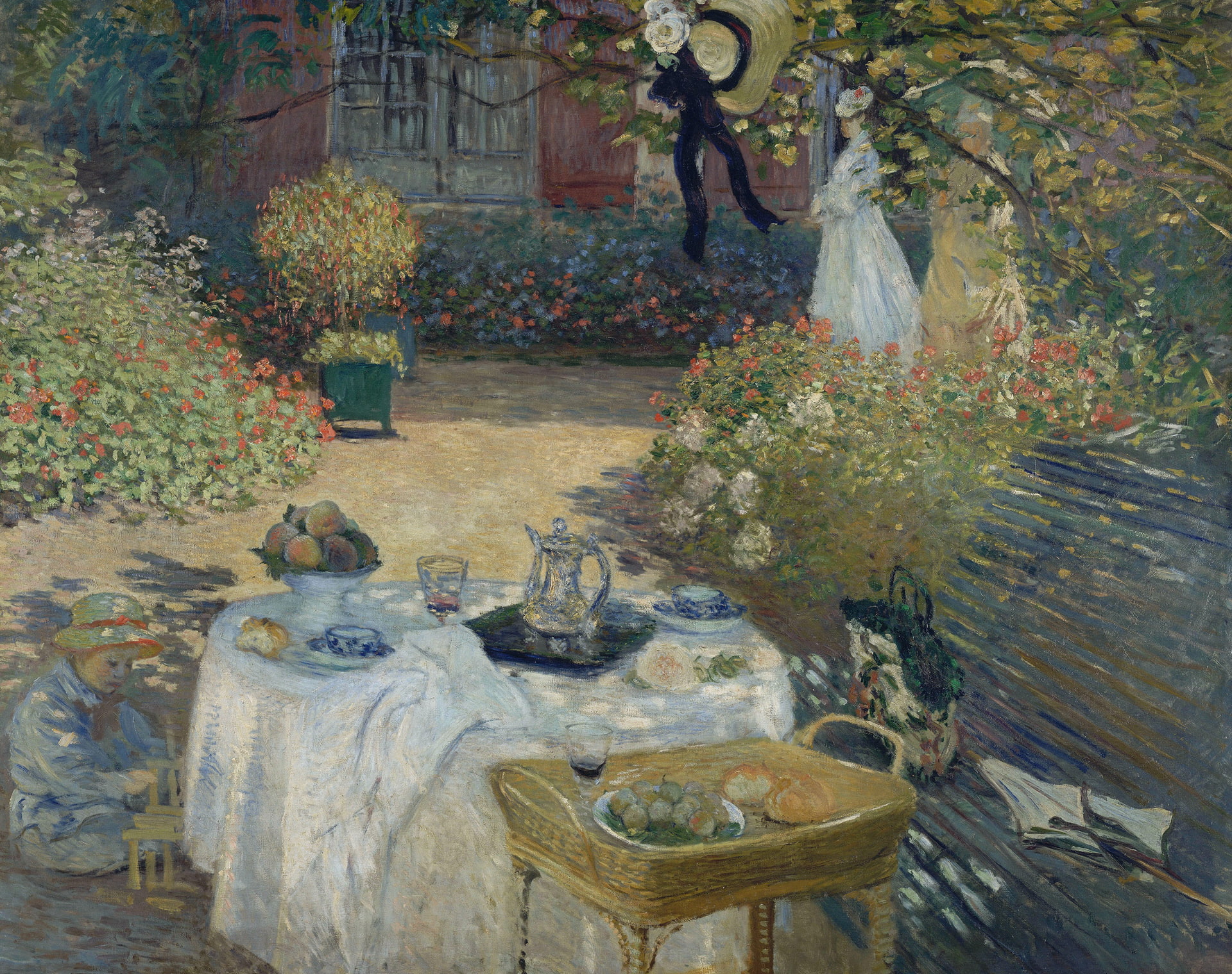 picture, After Lunch, 1080P, yard, genre, table, Claude Monet HD Wallpaper