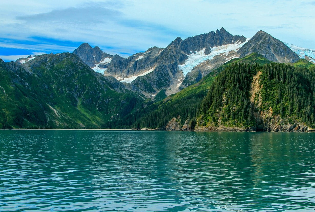 waterfront, day, tranquil scene, tranquility, mountains, Alaska, plant ...