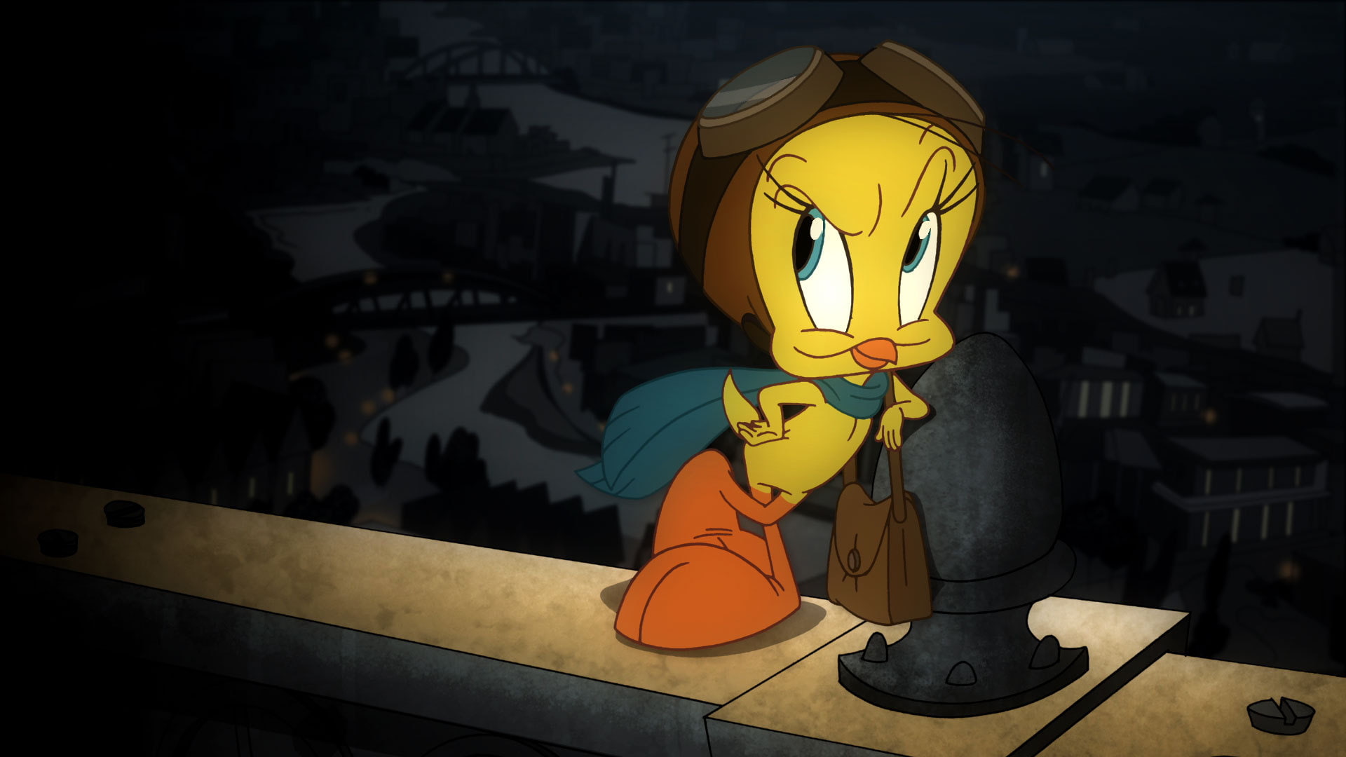 Canary, The City, Scarf, Bird, Tweety, 1080P, Looney Tunes Hd Wallpaper