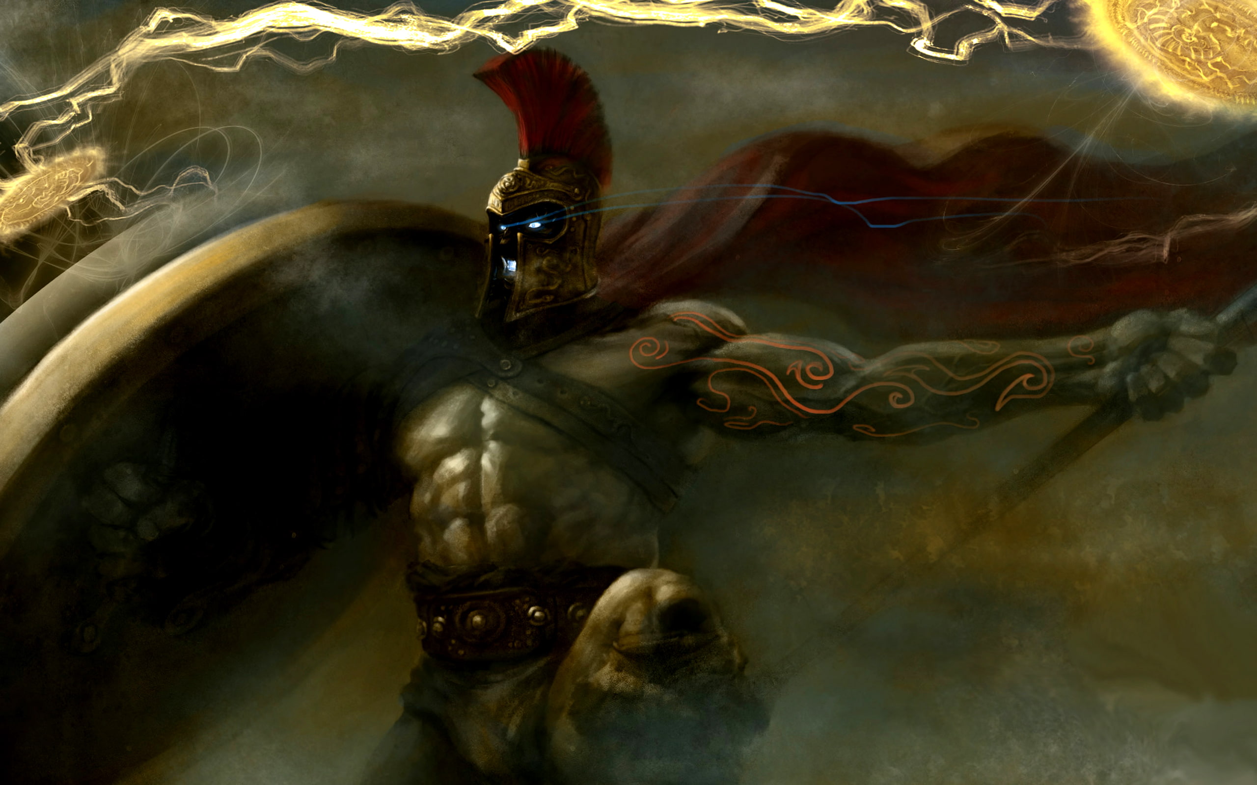 fantasy, illustration, 2K, hd, soldier, warrior, sparta HD Wallpaper