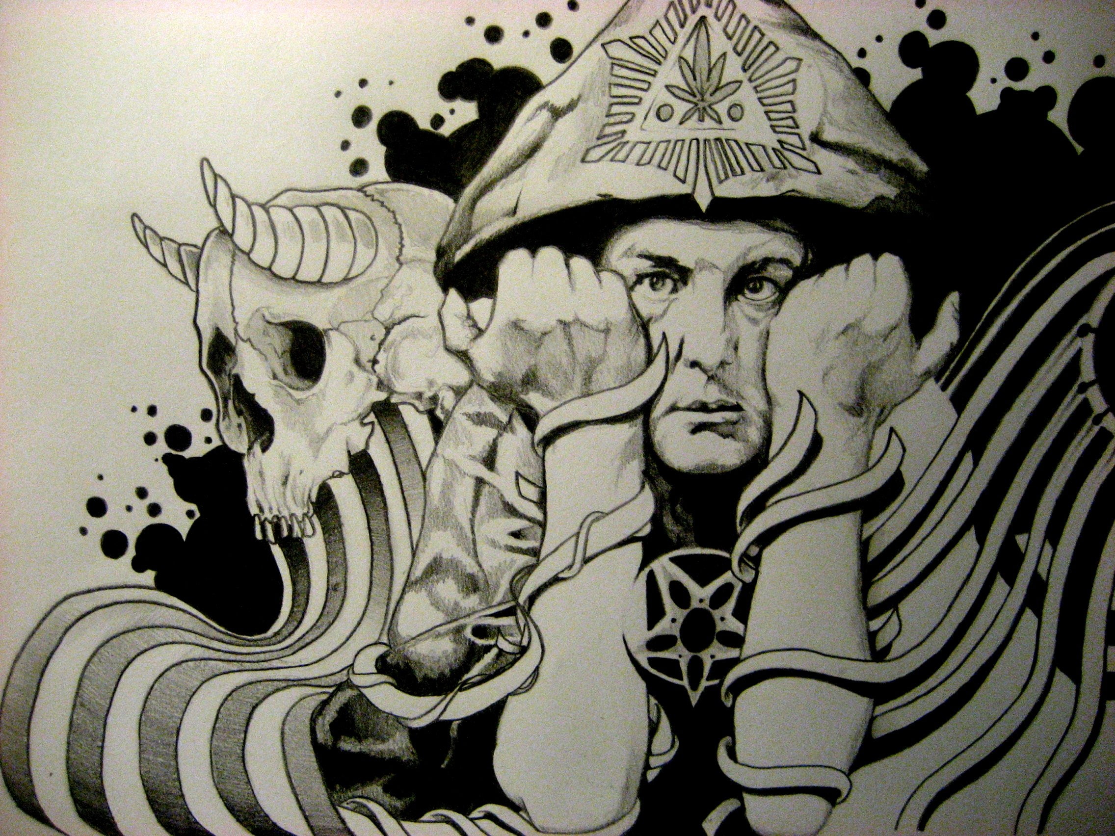 psychedelic, 1080P, satanic, skull, occult, aleister, crowley HD Wallpaper