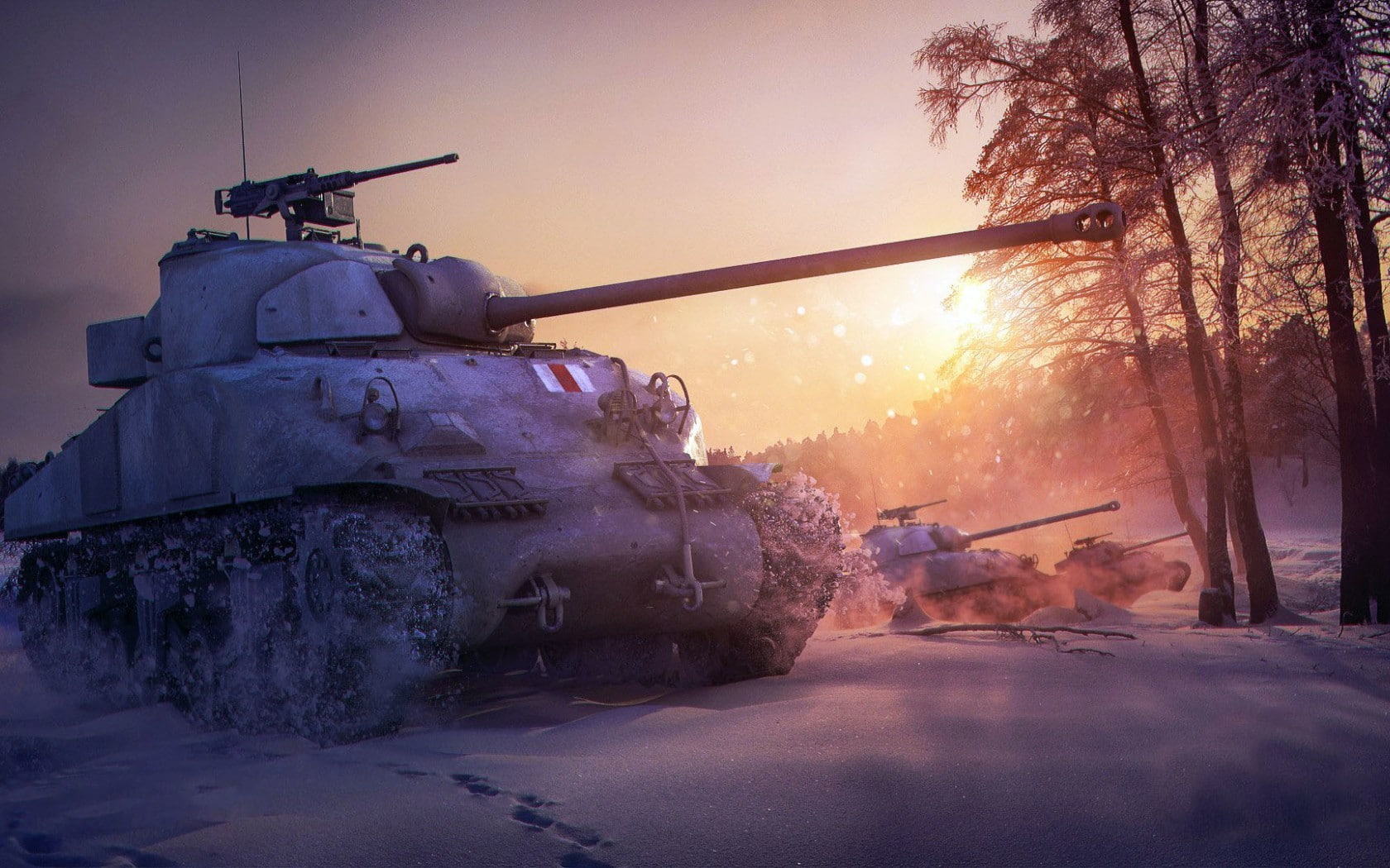 military, M4 Sherman, World of Tanks, winter, forest, 720P, video games ...